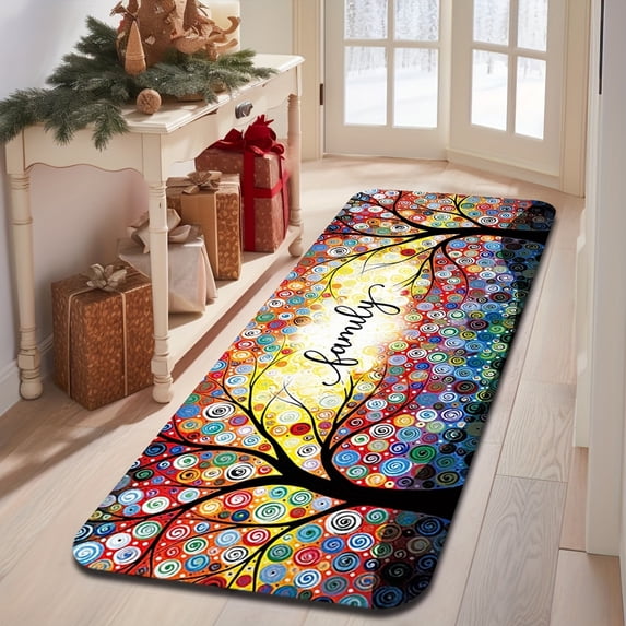 Colorful dream Tree Kitchen Mat Set, Premium Flannel Anti-Fatigue ...