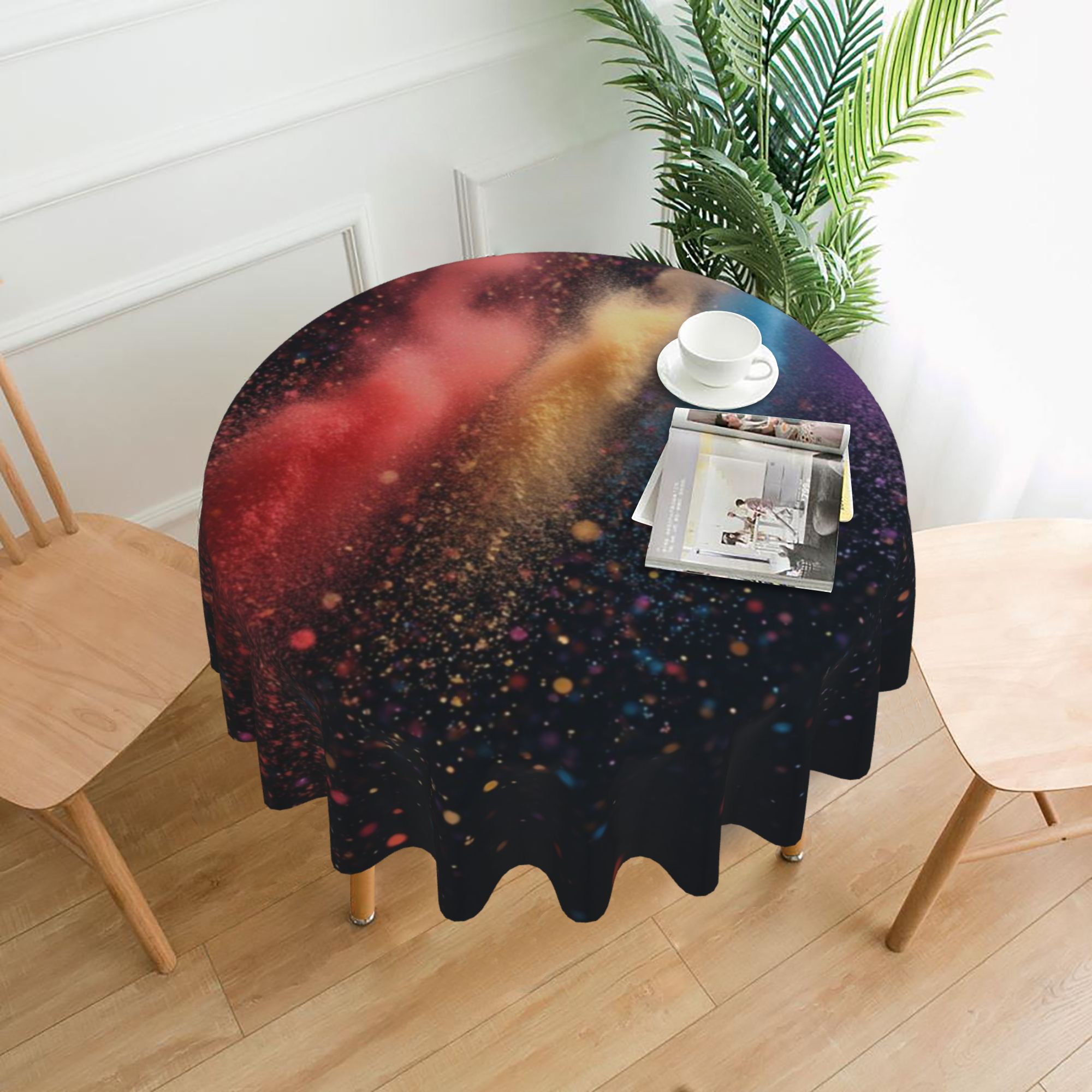 Colorful dust explosion texture Polyester Round Tablecloths 60 Inch for ...