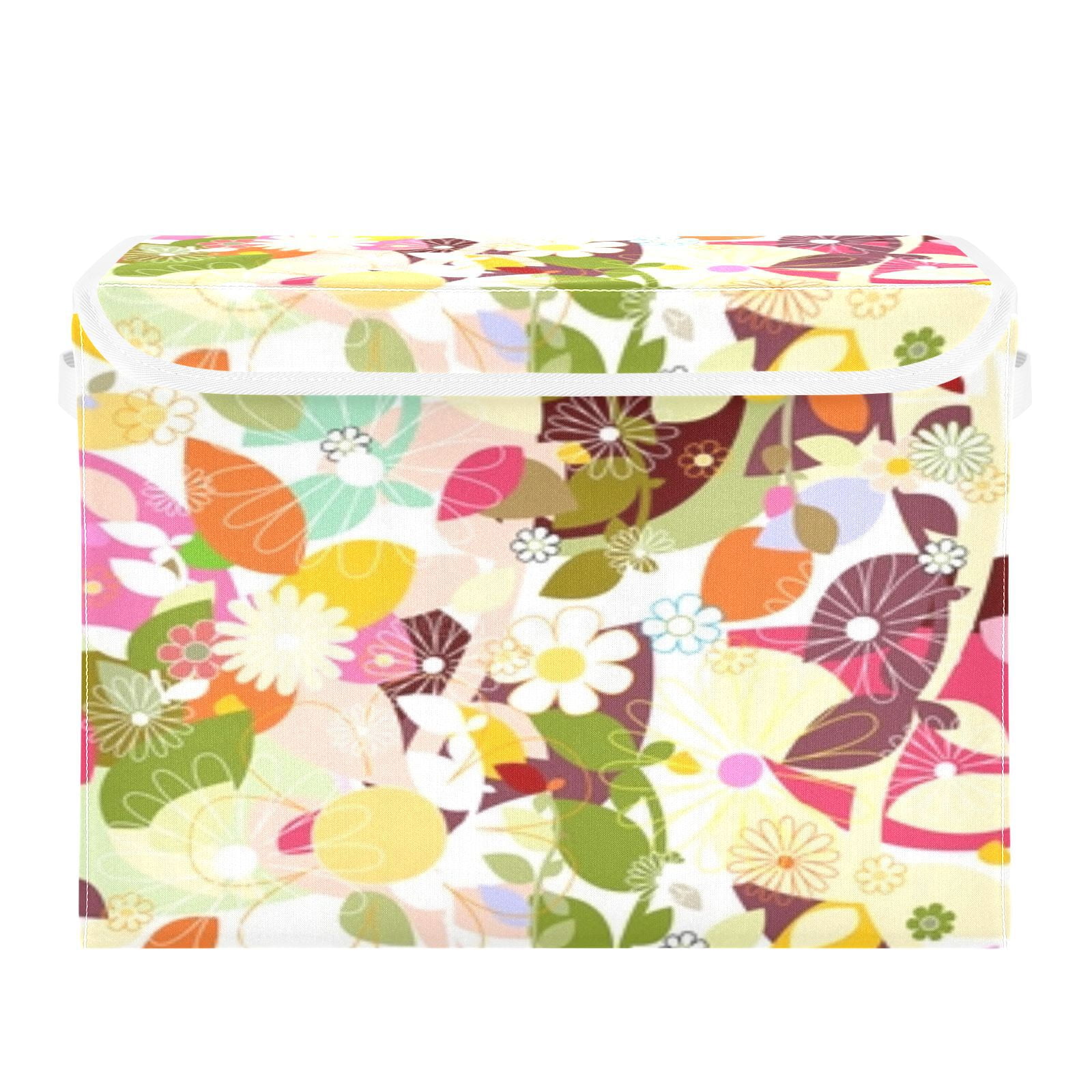 Colorful floral abstract design Large Storage Bins with Linen ...