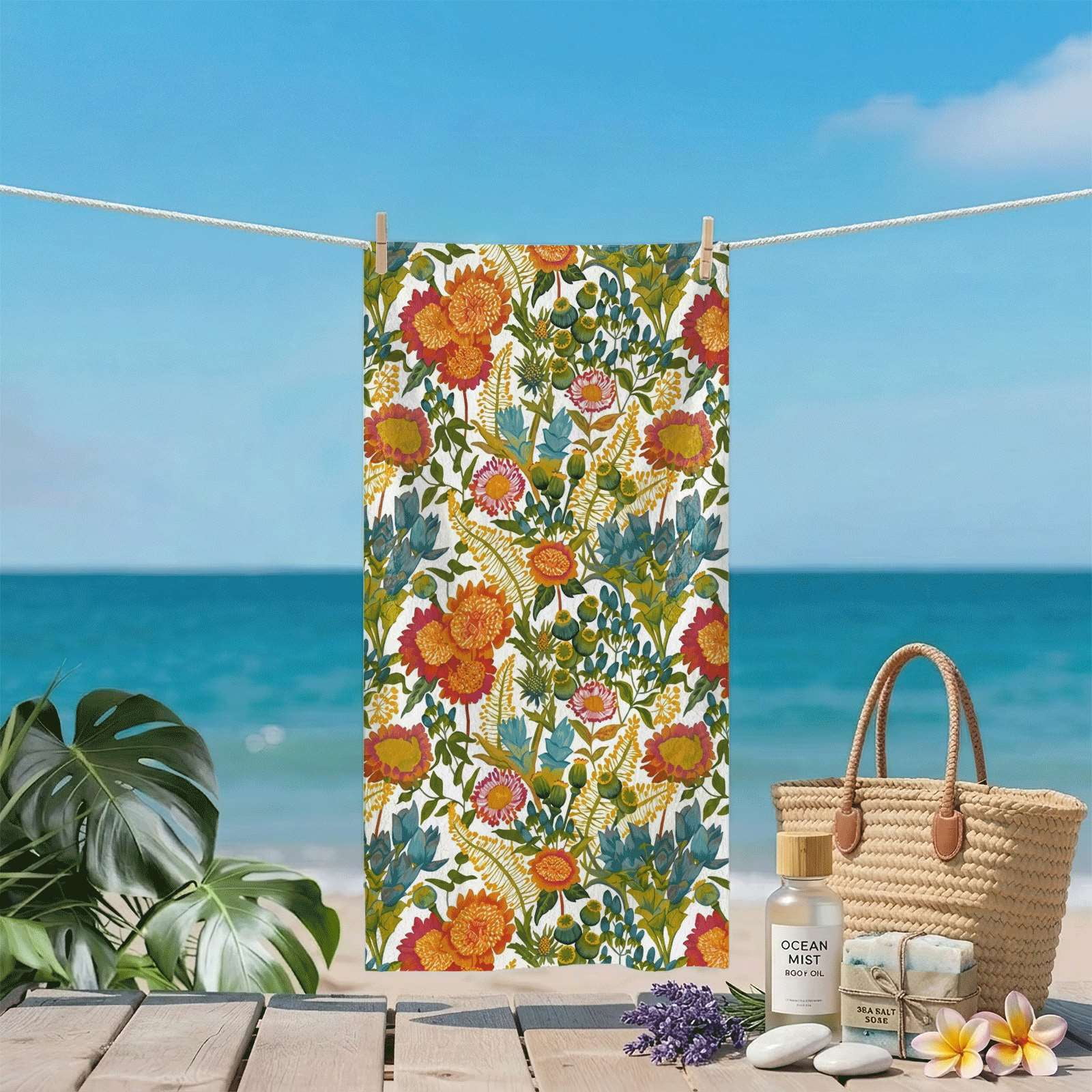 Colorful flower and plant Super Absorbent bath towels. Suitable for all ...