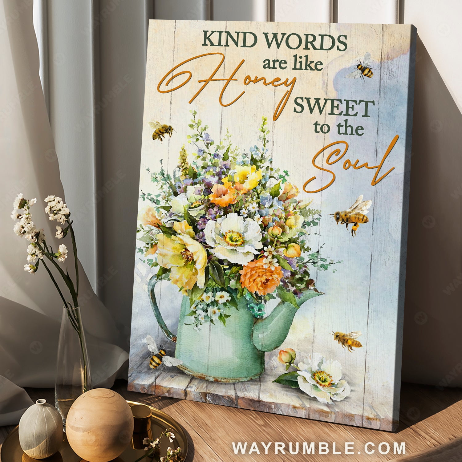Colorful flowers, White camellia, Honey bees, Kind words are like honey ...