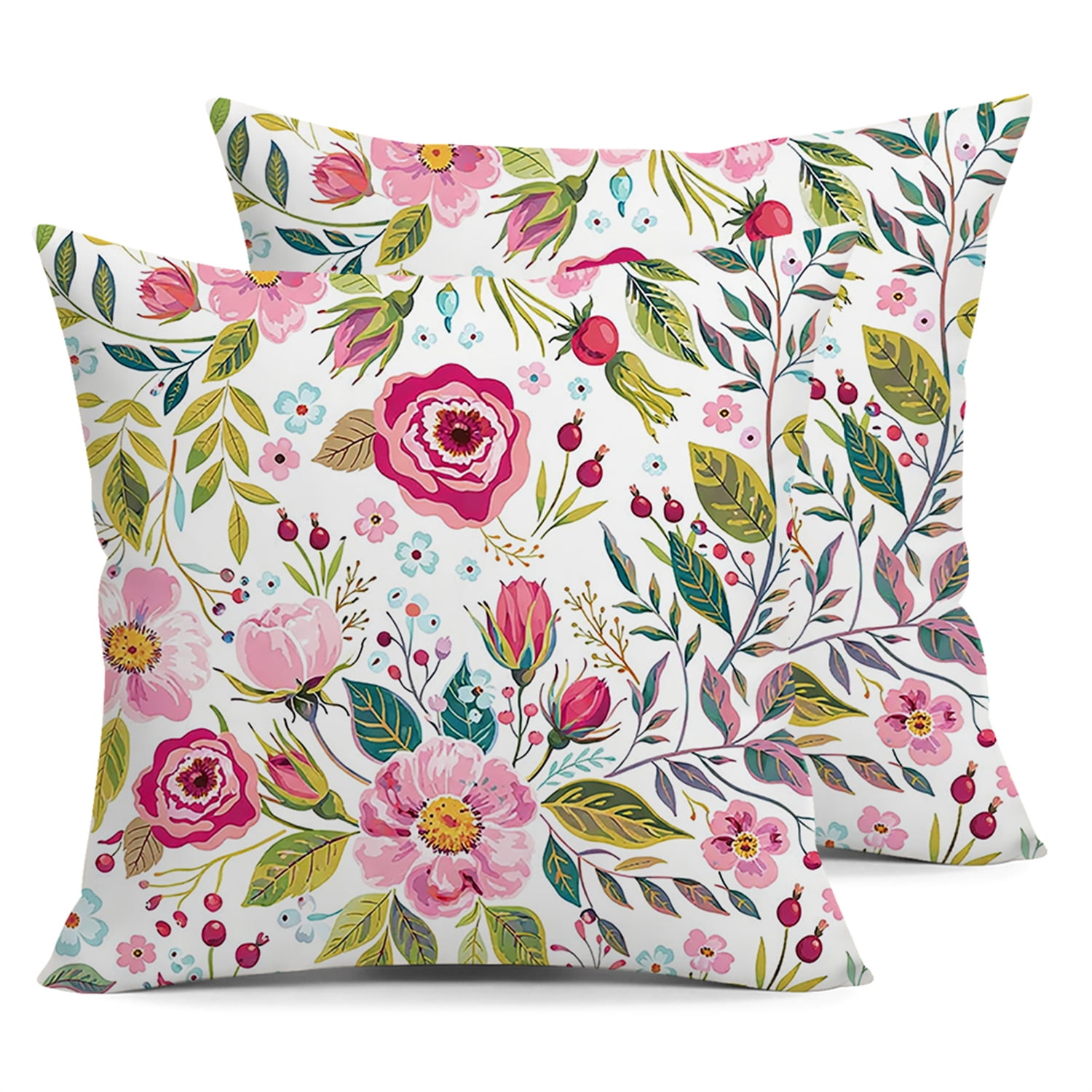 Colorful flowers and berries spring and summer pillow cover suitable ...