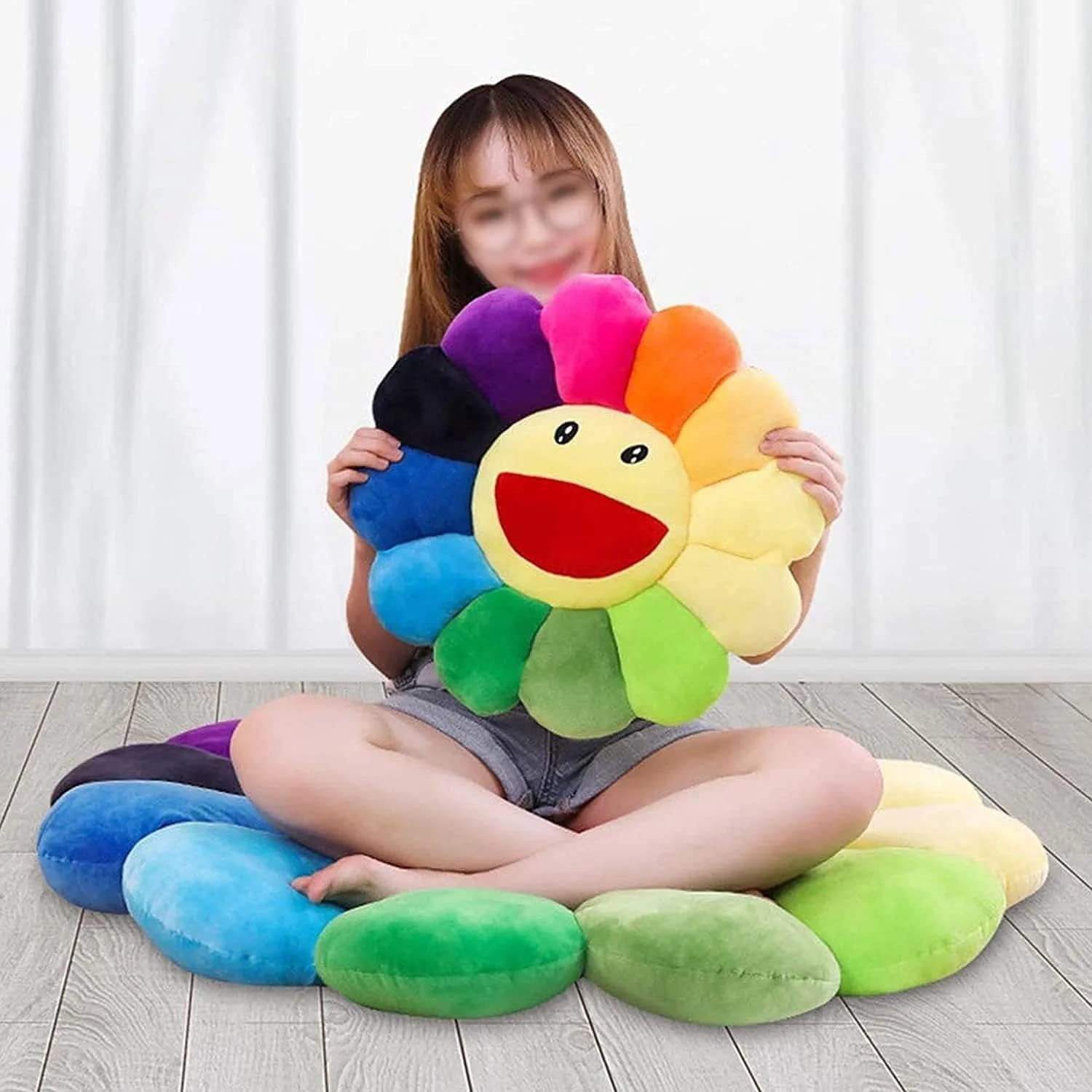 Colorful funny round shape stuffed seat cushion plush seat ...