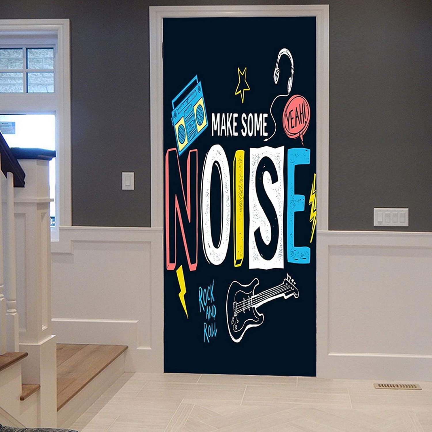 Colorful graffiti door stickers Street mural art door stickers Hip Hop ...