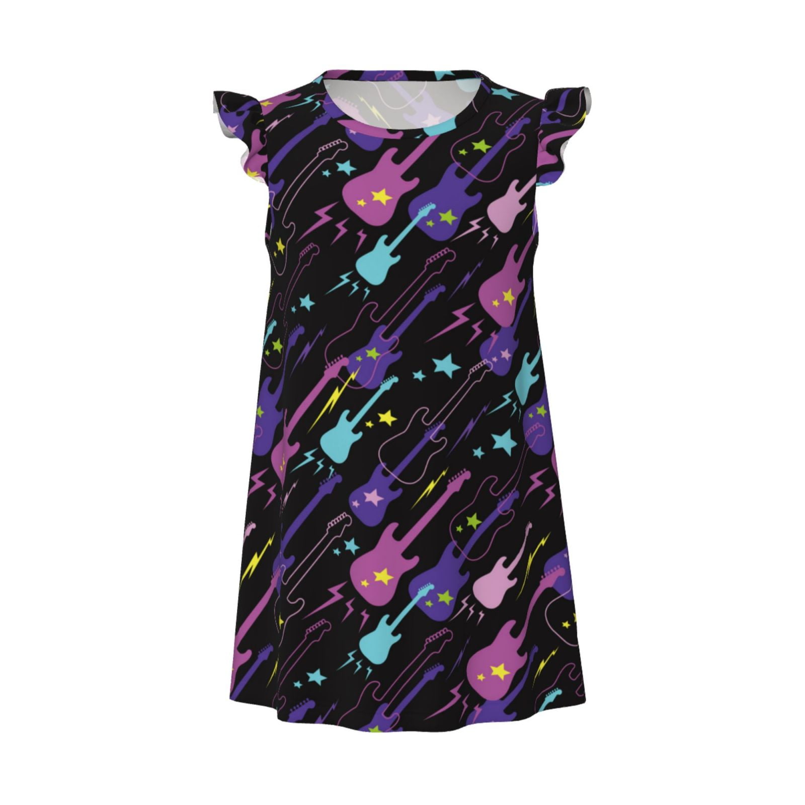 Colorful guitar Girls Nightgowns, Pajamas for Girls, Soft Flutter Short ...