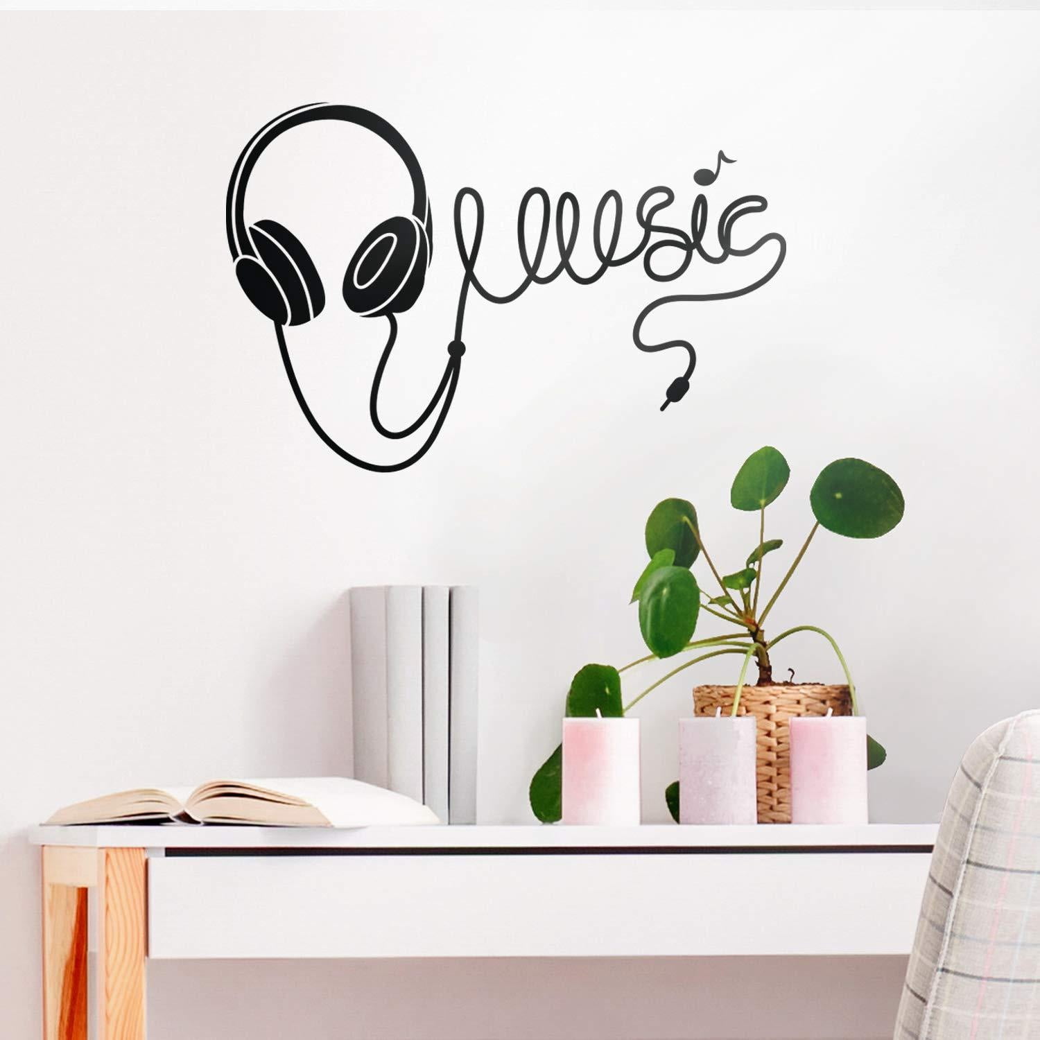 Colorful headset music Nursery Wall Stickers Vinyl Art Decals Rooms ...