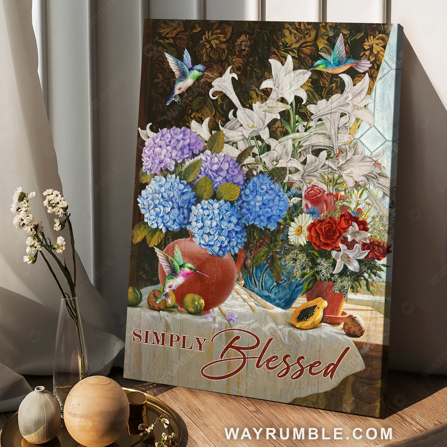 Colorful hydrangea, Lily vase, Hummingbird drawing, Simply blessed - Jesus Portrait poster ...