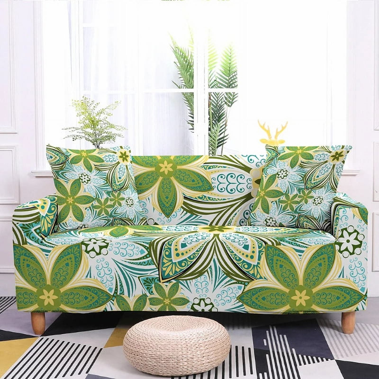 Colorful ic Flower Printed Sofa Cover Living Room Full Set Elastic Dust ...