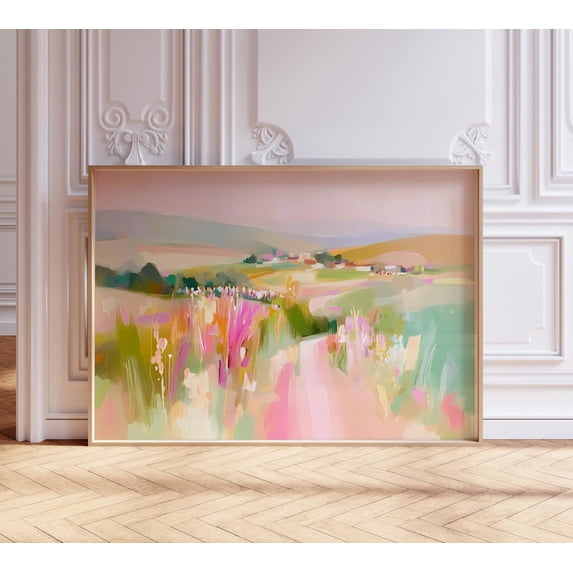 Colorful landscape Poster vibrant farm abstract scenery nature brush ...