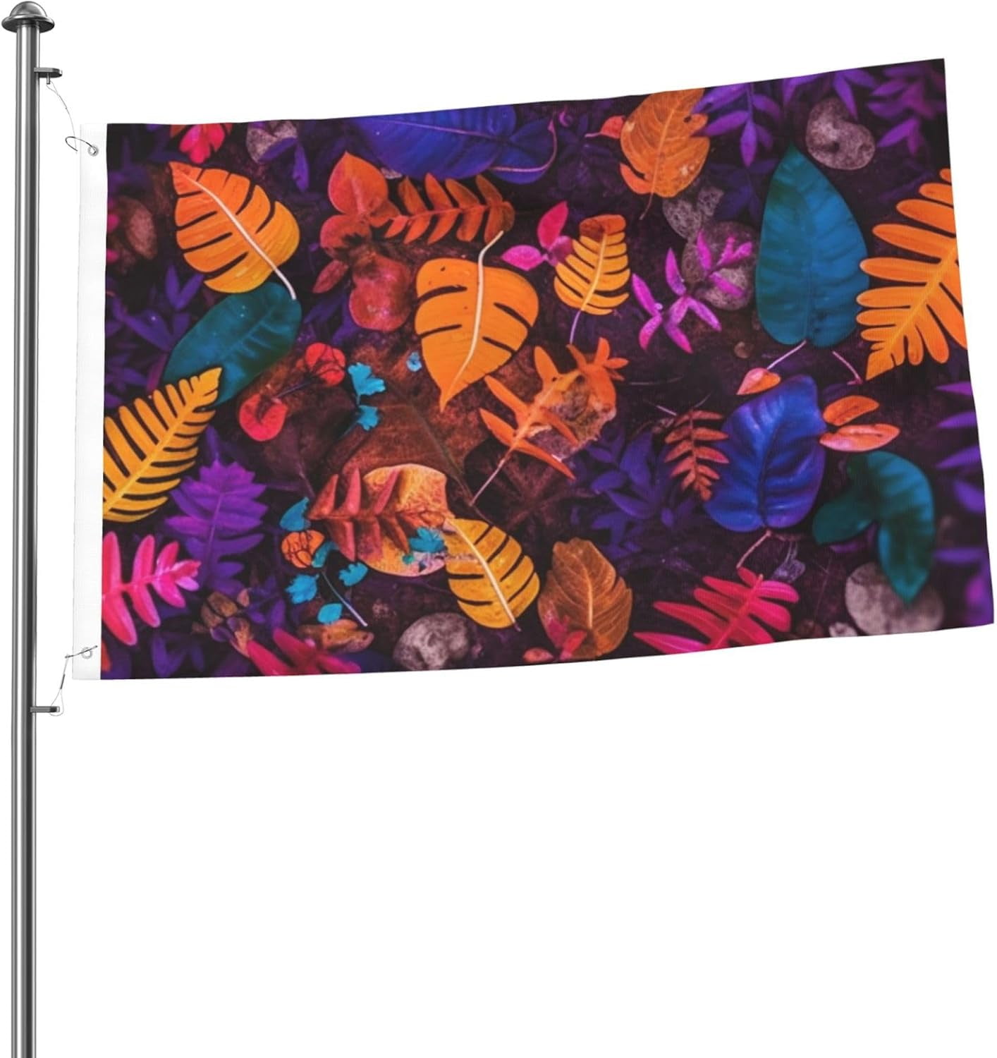 Colorful leaves and flowers Garden Flags Holiday Banner with Brass ...