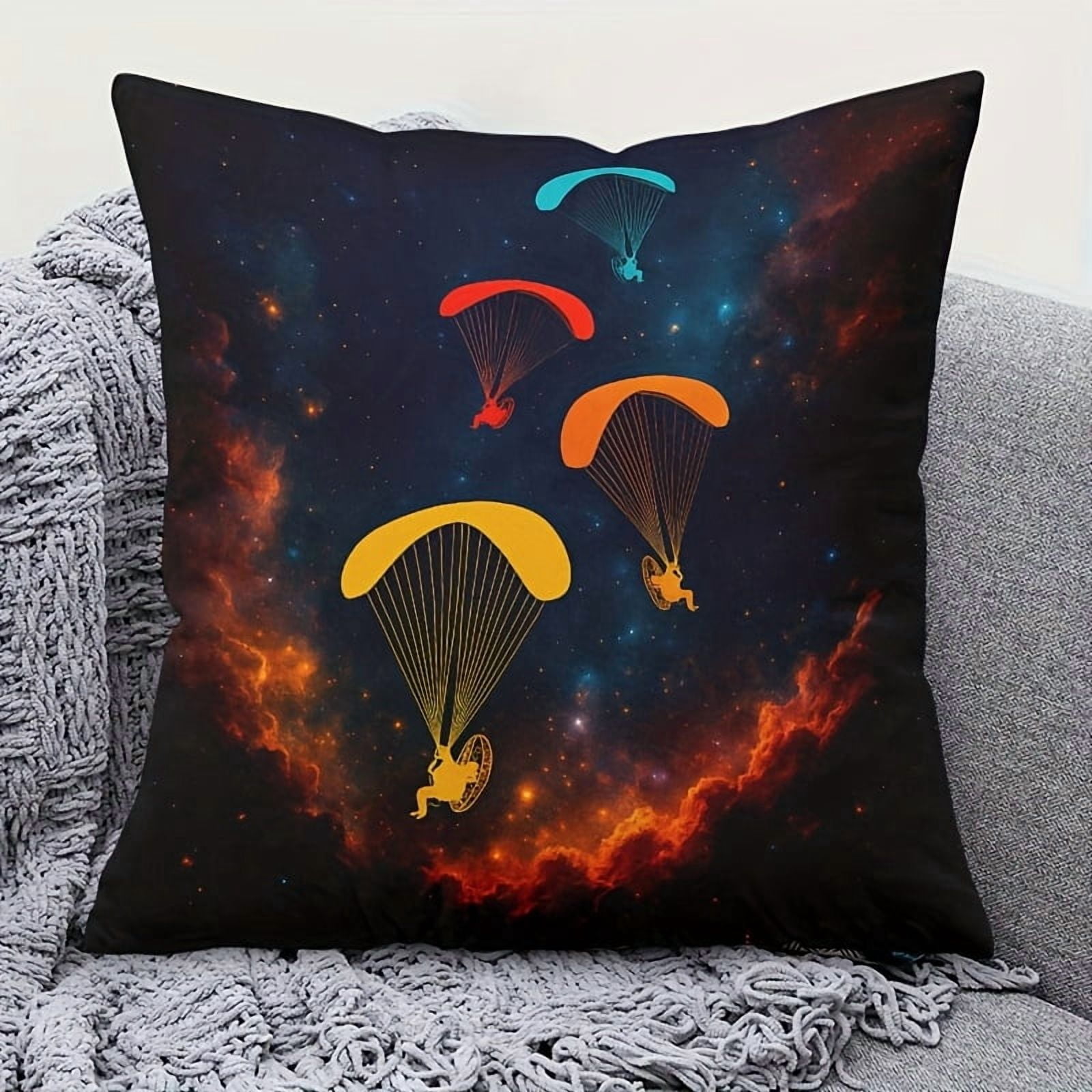 Colorful paragliding for space flight with holiday-themed cushion cover ...