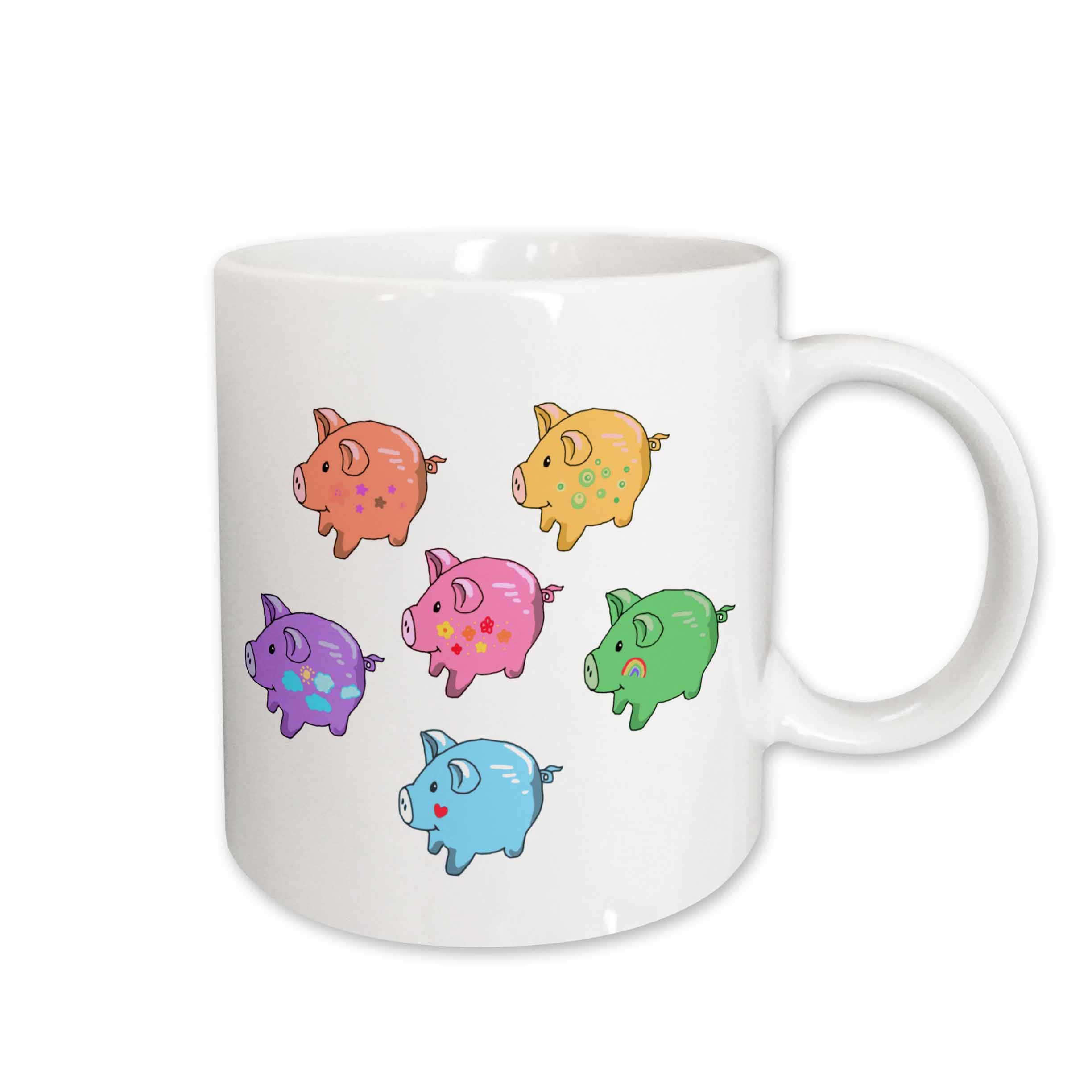 Colorful pig flower - rainbow pigs arranged in floral shape - cute kawaii farm animal cartoon ...