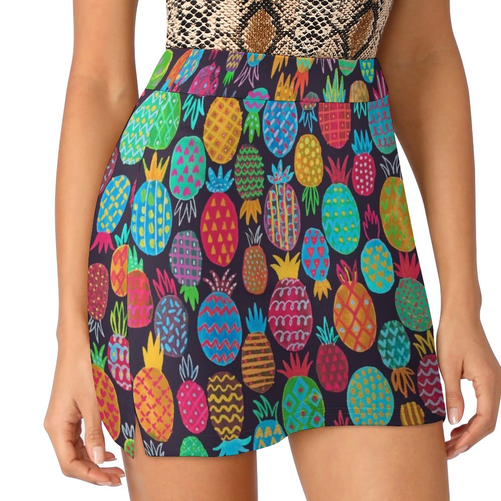 Colorful pineapples Light Proof Trouser Skirt Skort for women summer ...