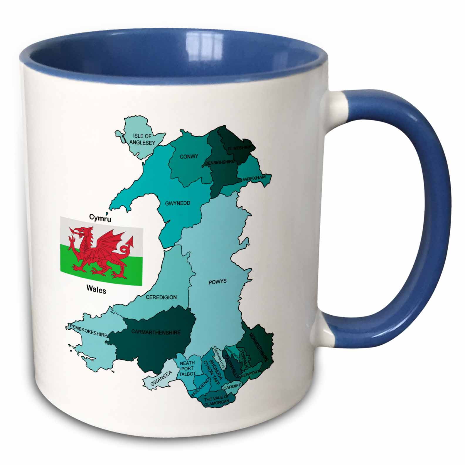 Colorful political map and flag of Wales identifying principal areas ...