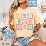 Colorful retro flower shirt daisy tulip graphic tee floral shirt spring ...