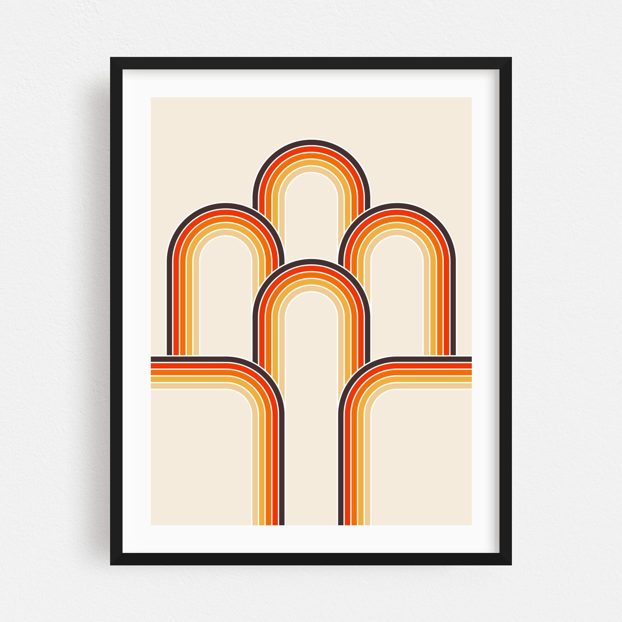Colorful retro style arches design - Illustration Retro Geometric Mid ...