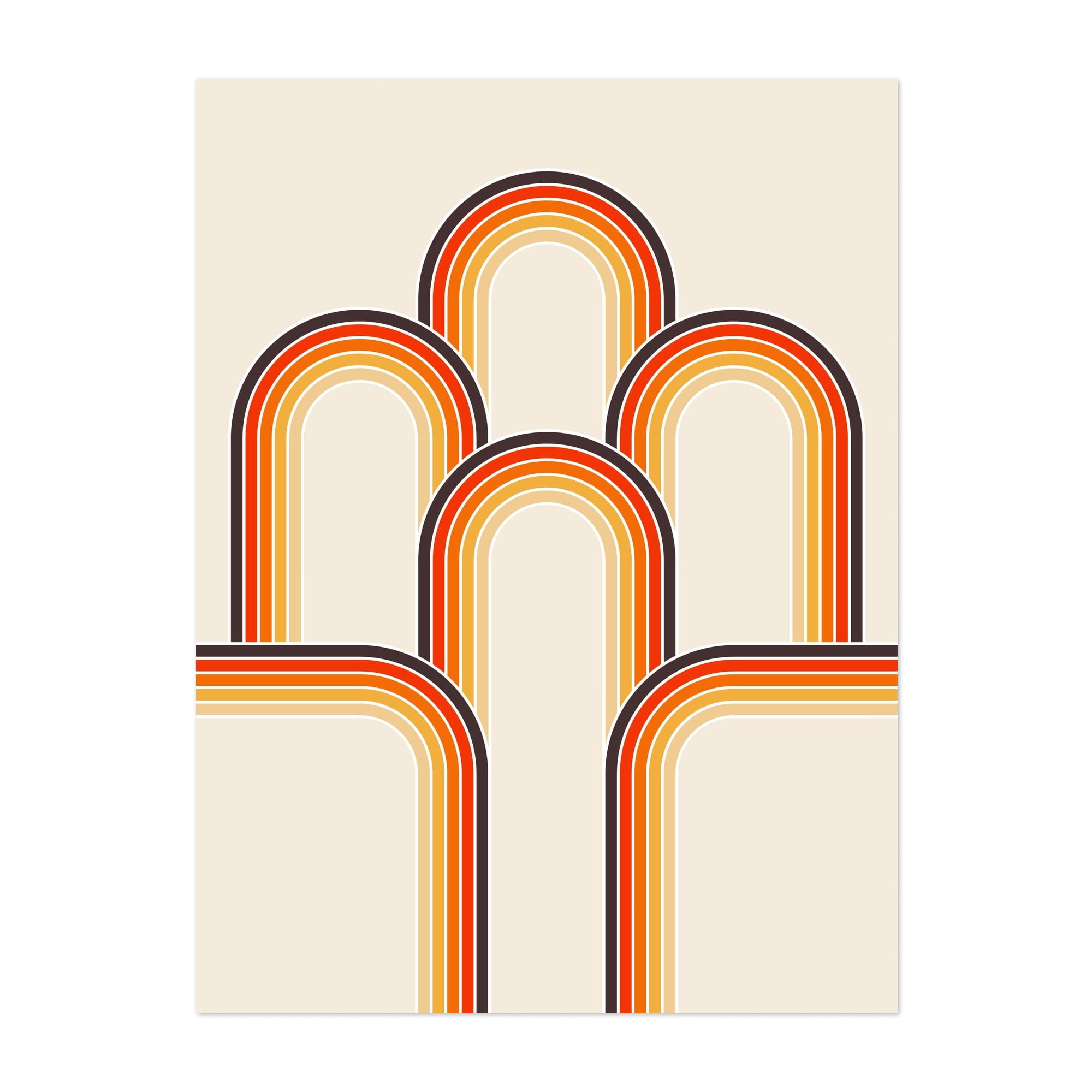 Colorful retro style arches design - Illustration Retro Geometric Mid ...