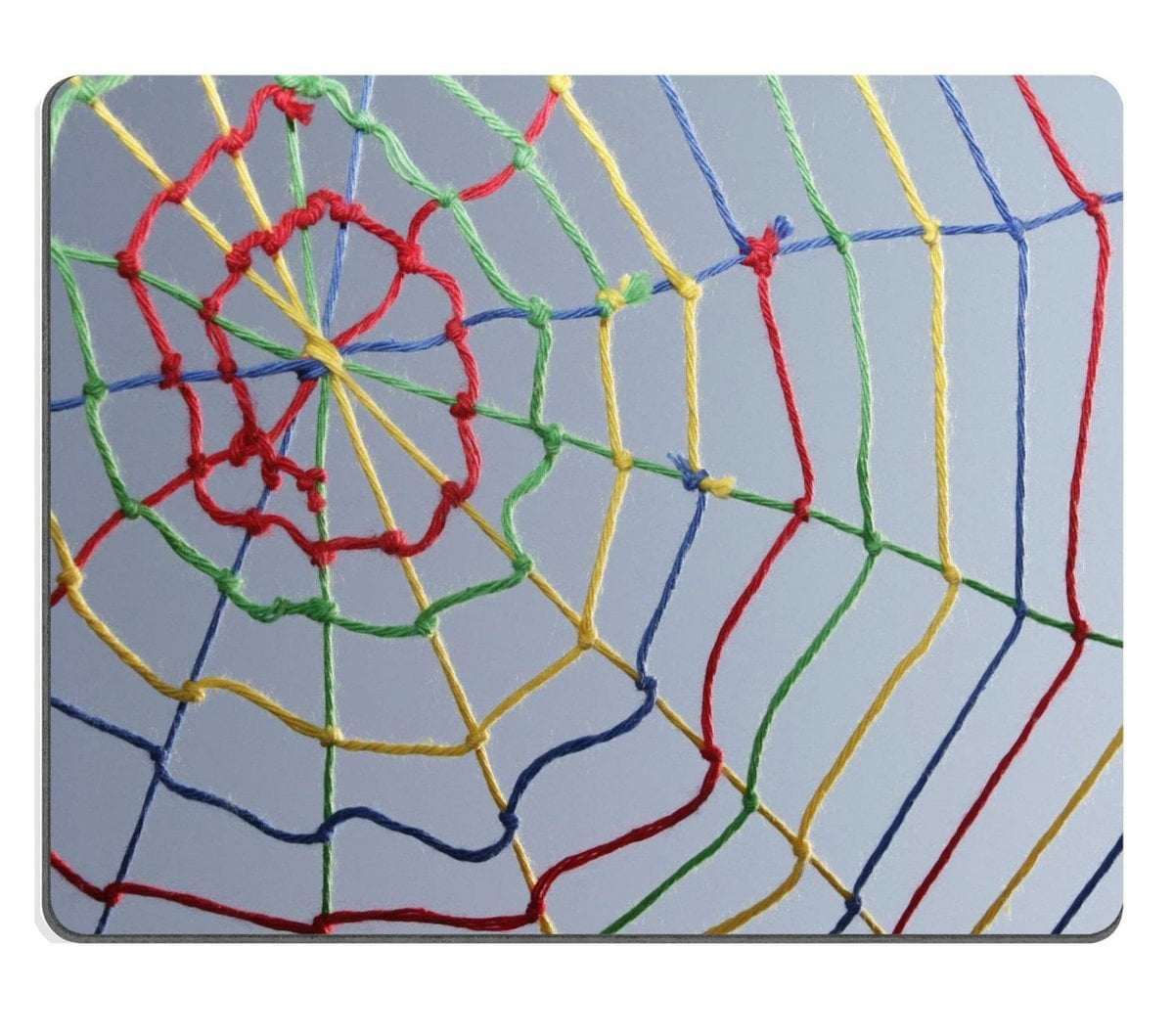 Colorful ribbons create a spider web many links and cross each other ...