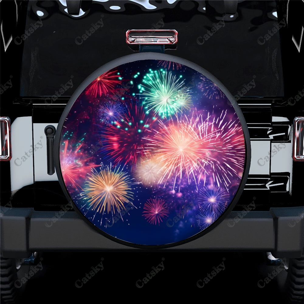 Colorful s Clouds Pattern Polyester Universal Spare Wheel Tire Cover ...