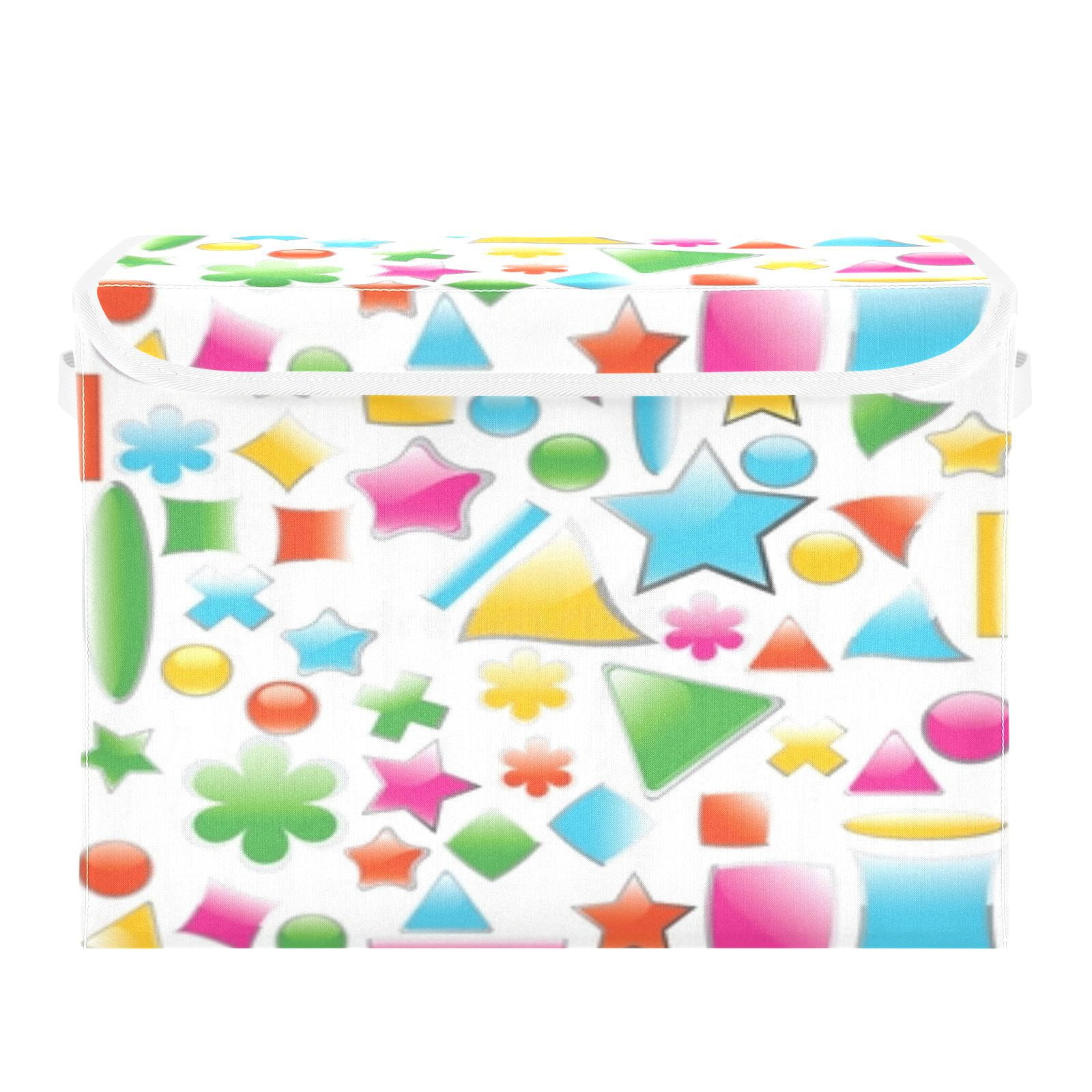 Colorful shapes bright background Large Toy Box Chest Storage with Flip ...
