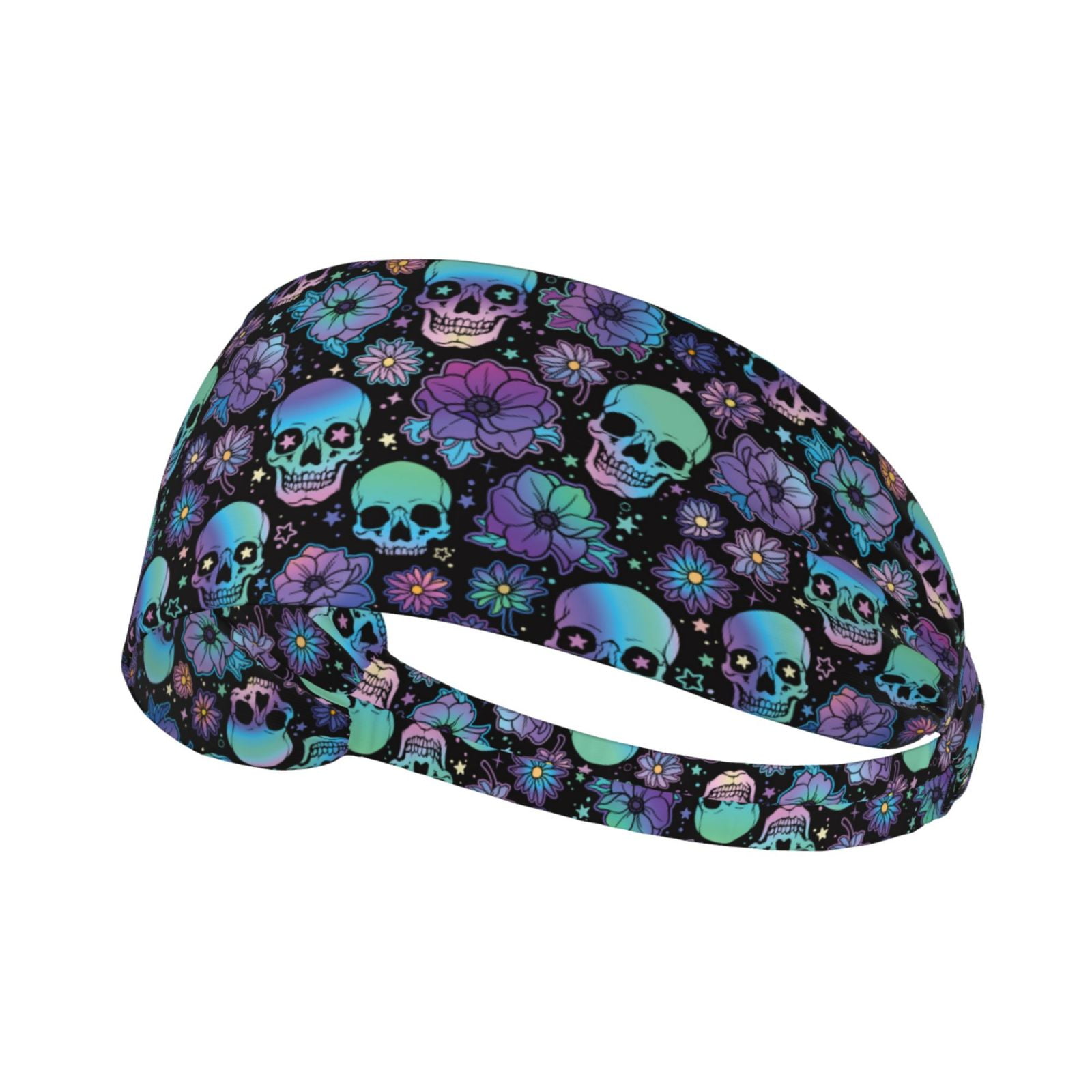 Colorful skull Headbands for Women Men, Workout Elastic Sweat Band for ...