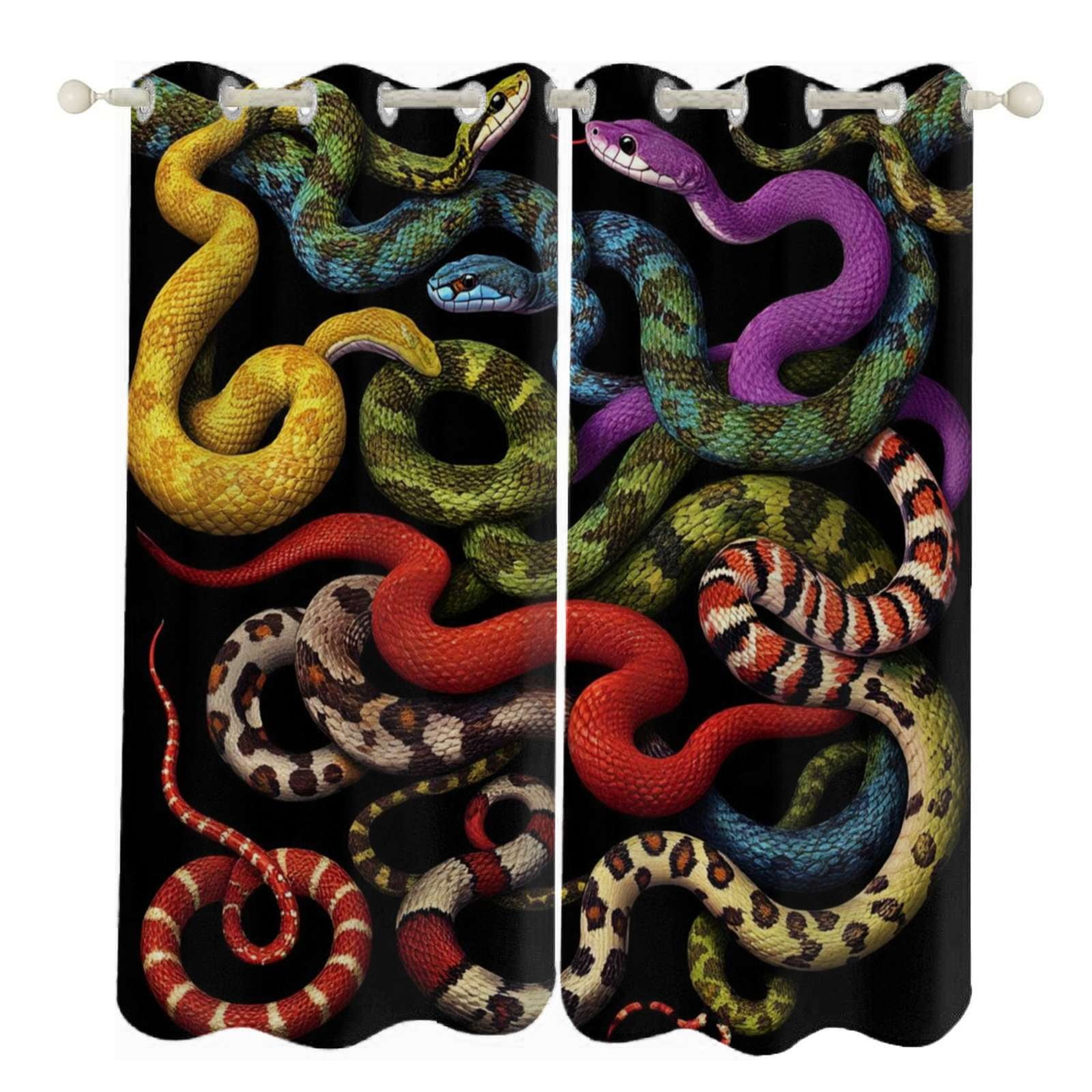 Colorful snakes intertwined artfully Sunshade Curtains Home Bedroom ...