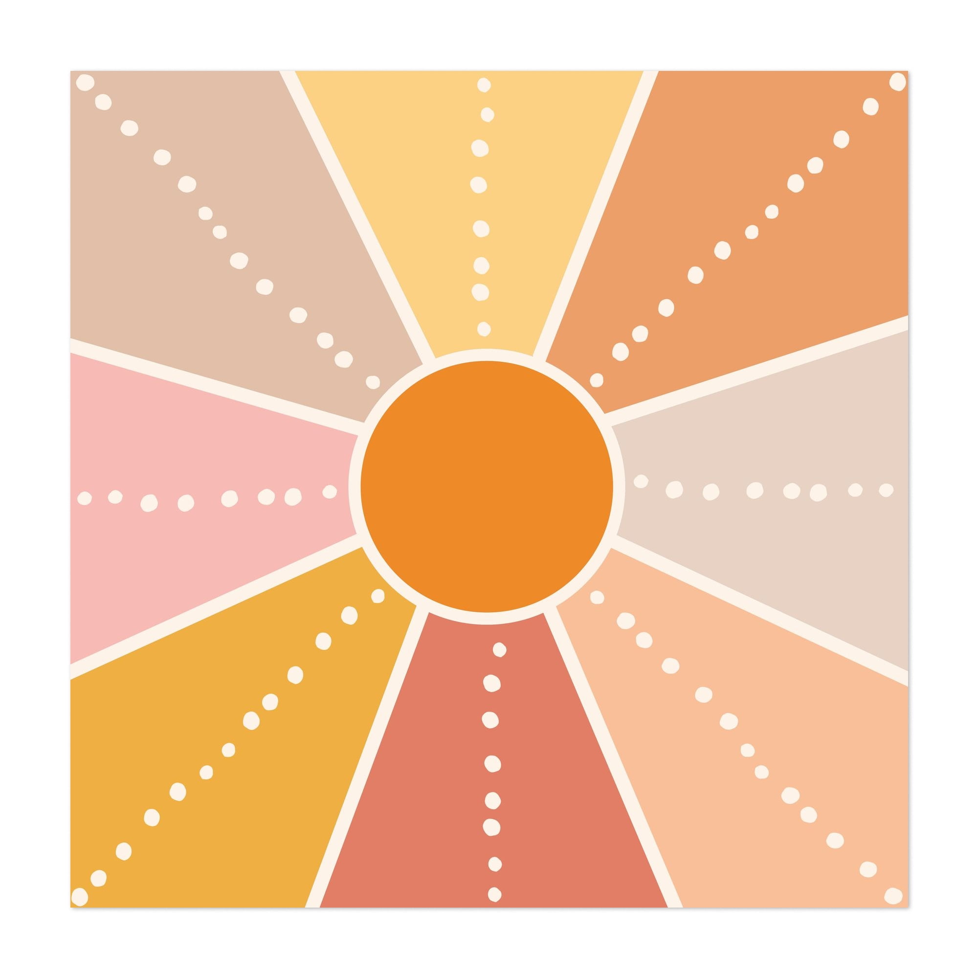 Colorful sun rays with pearls - Illustration Abstract Geometric Boho ...