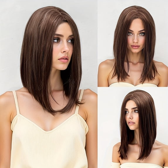 Colorful synthetic wig short center parting design 12 inches 14 inches ...
