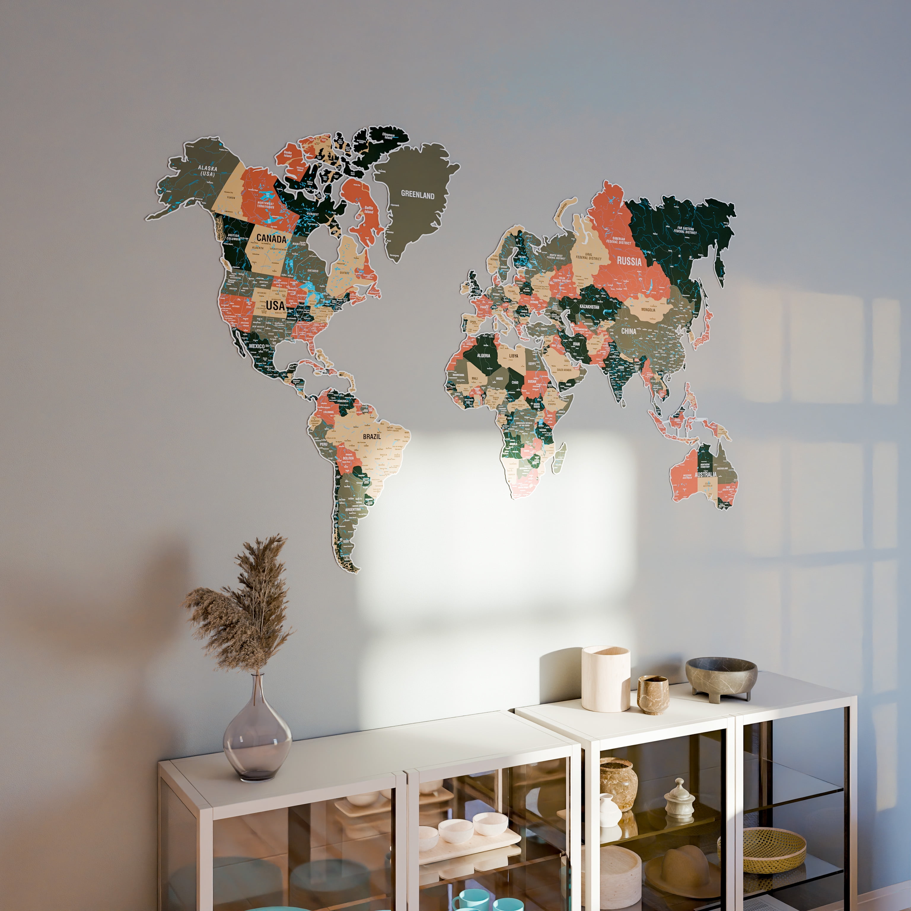 Colorfull Worlds 3D Metal World Map Travelers Wall Decor For New House ...
