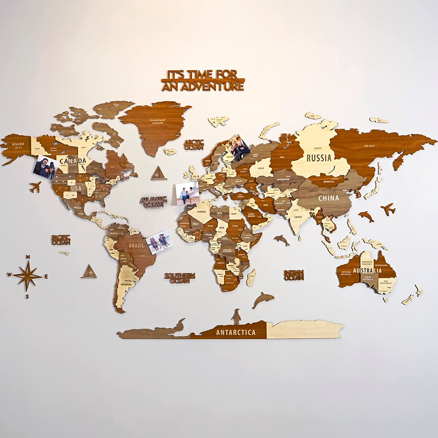 ColorfullWorlds Large Wooden World Map - Educational Learning Tool for ...