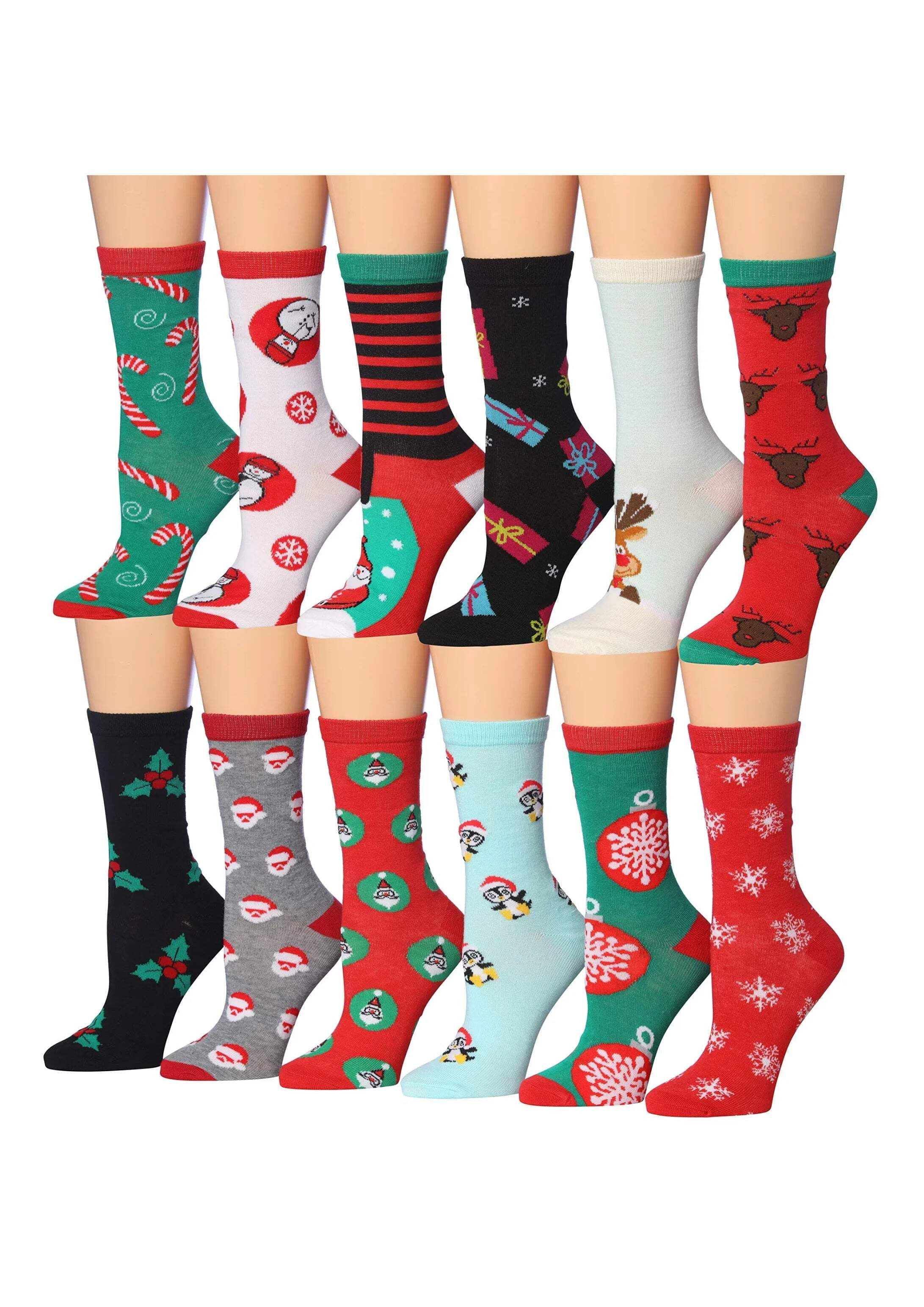 Colorfut Women's 12 Pairs Colorful Patterned Crew Socks P102-12 ...