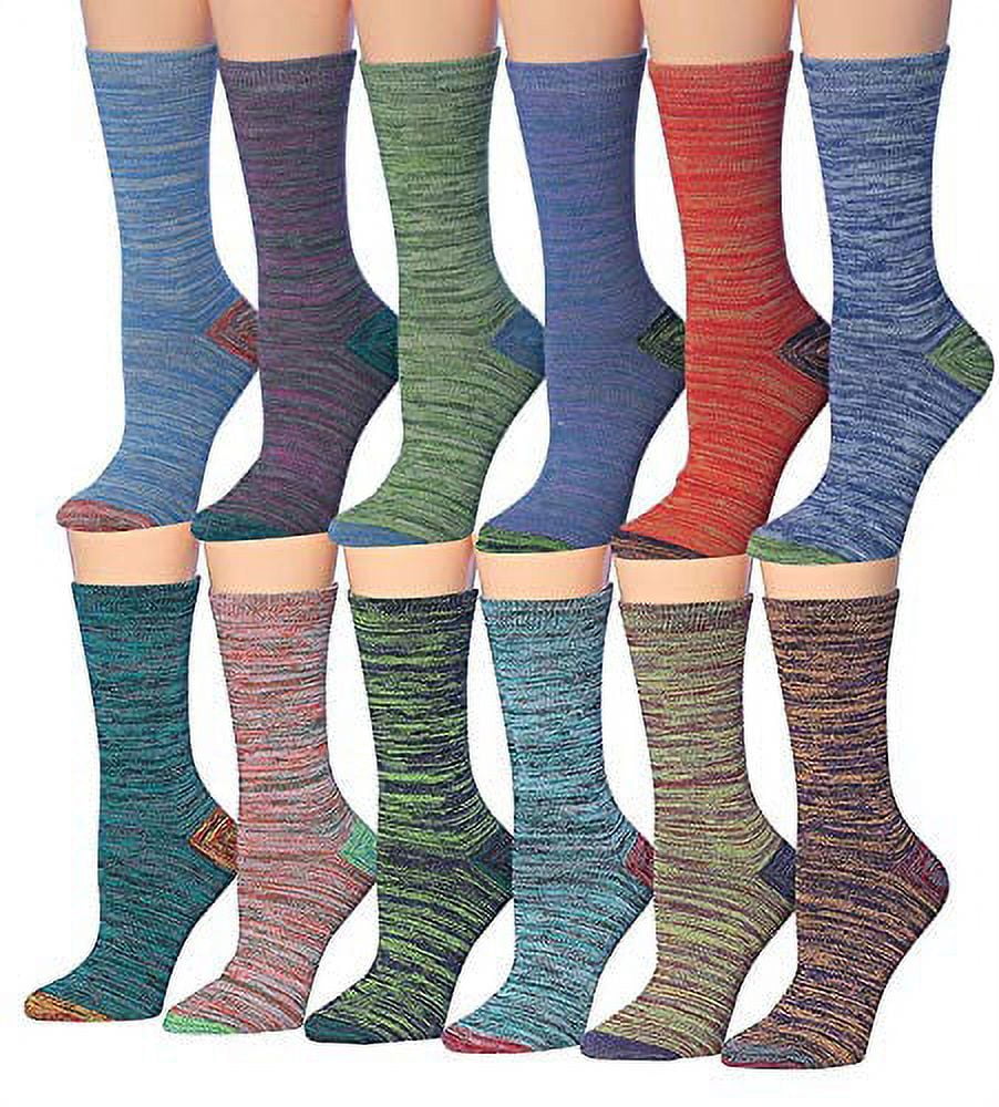Colorfut Women's 12 Pairs Colorful Patterned Crew Socks PWC26-AB ...