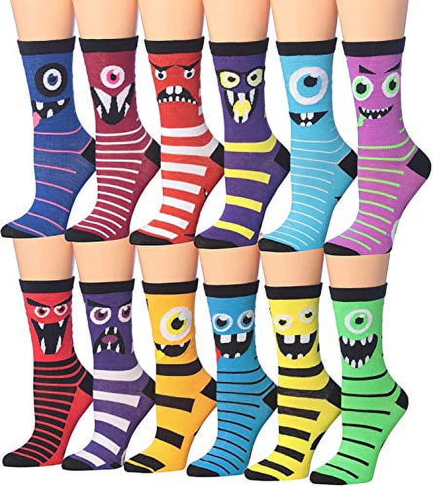 Colorfut Women's 12 Pairs Colorful Patterned Crew Socks PWC81-AB ...