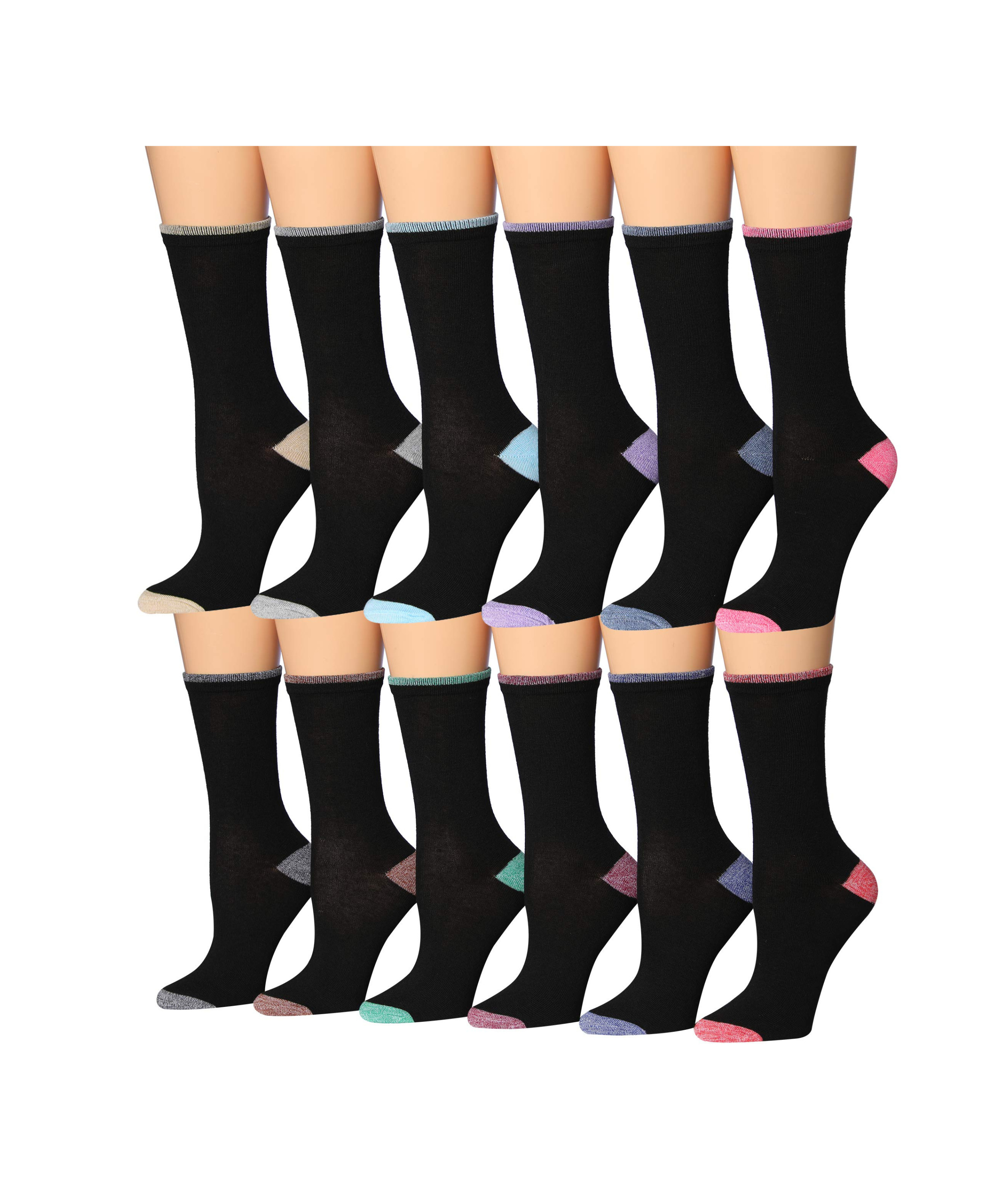 Colorfut Women's 12 Pairs Colorful Patterned Crew Socks PWC94-AB ...