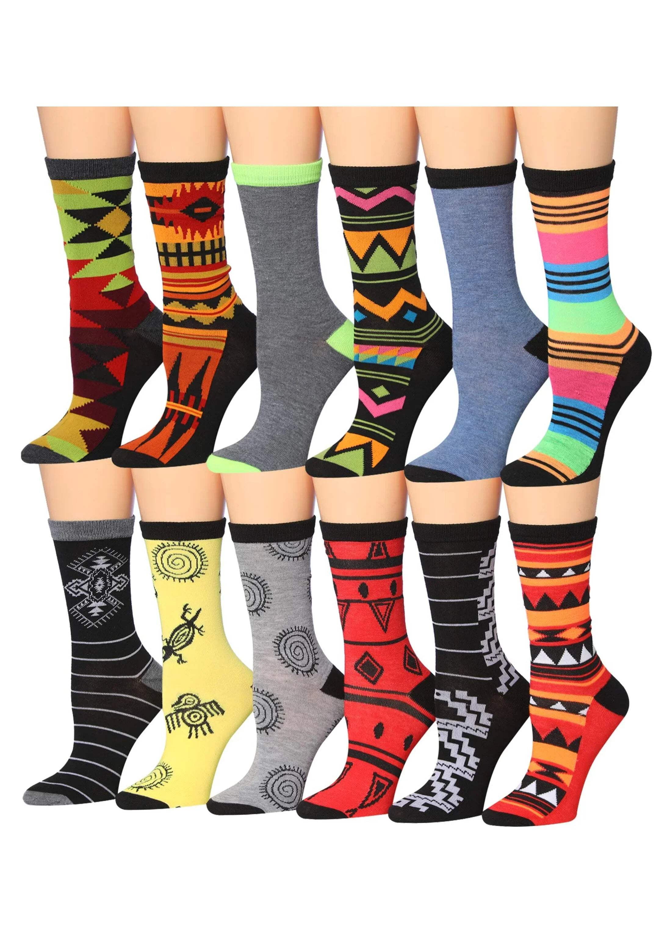 Colorfut Women's 12 Pairs Colorful Patterned Crew Socks WC30-AB ...
