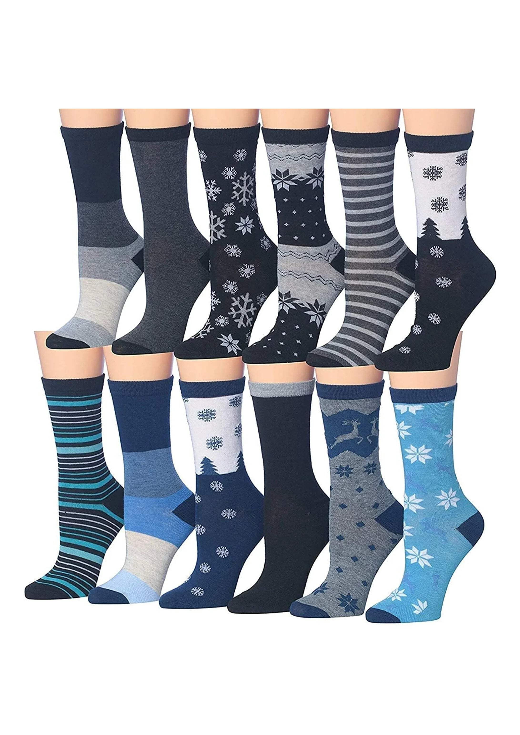 Colorfut Women's 12 Pairs Colorful Patterned Crew Socks WC41-AB-N1 ...