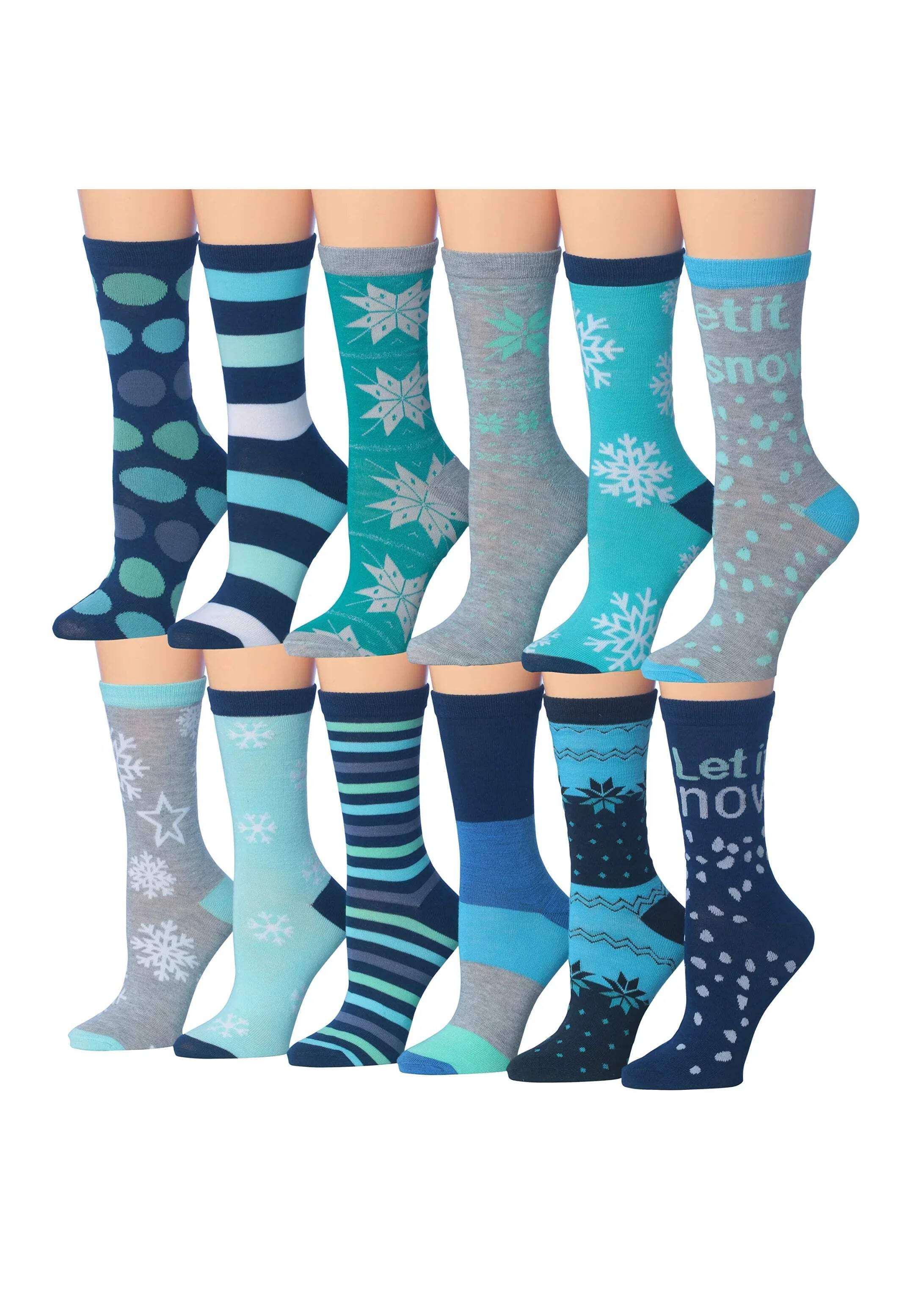 Colorfut Women's 12 Pairs Colorful Patterned Crew Socks WC70-AB ...