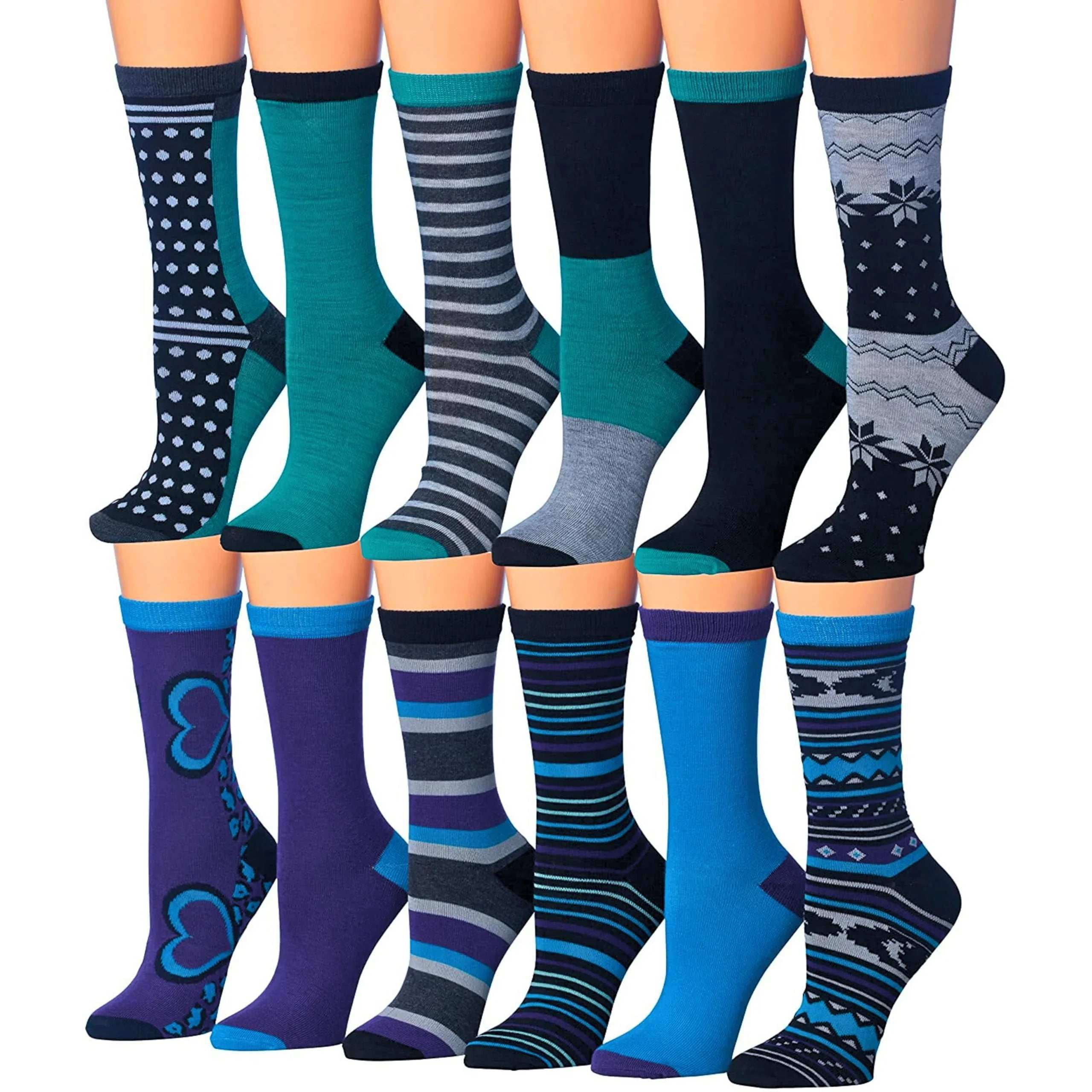 Colorfut Women's 12 Pairs Colorful Patterned Crew Socks WC71-AB ...