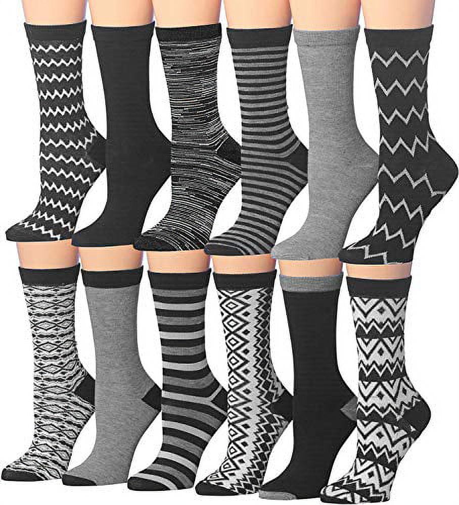 Colorfut Women's 12 Pairs Colorful Crew Socks, 95% Polyester, 5% ...