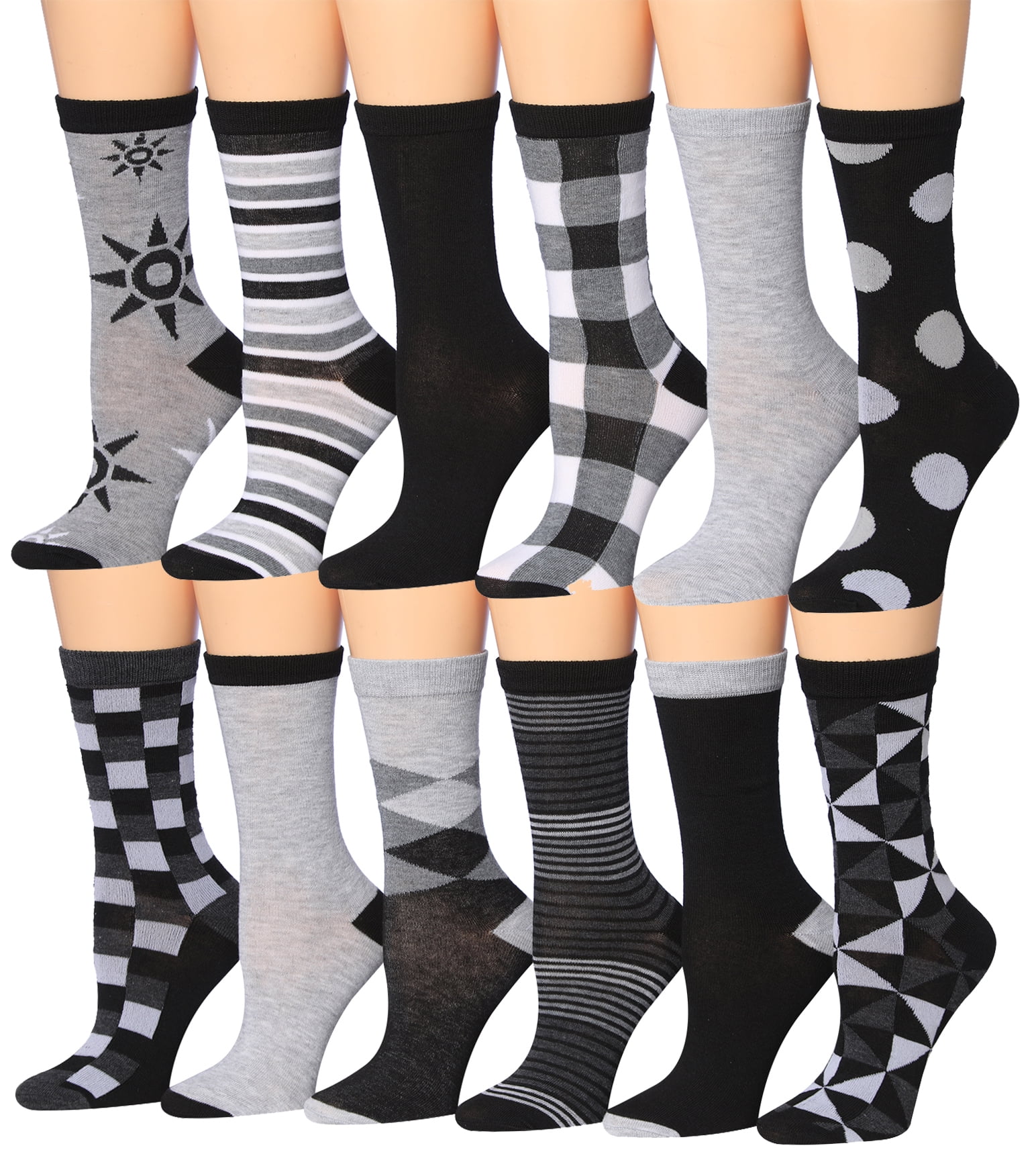 Colorfut Women's 12 Pairs Colorful Patterned Crew Socks WC78-AB-N2 ...