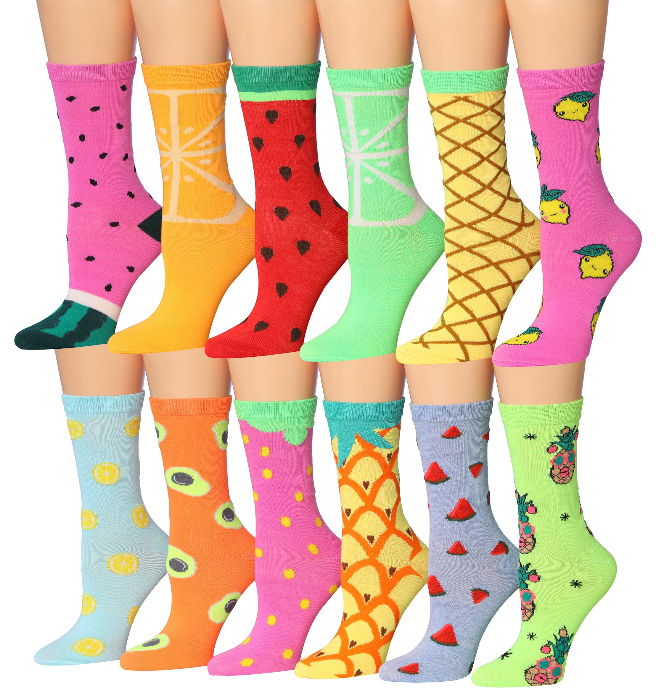 Colorfut Women's 12 Pairs Colorful Patterned Crew Socks WC96-AB ...