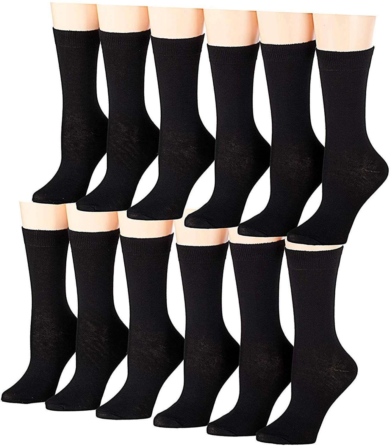 Colorfut Women's 12-Pairs Lightweight Fun Colored Crew Socks WC14B-12 ...