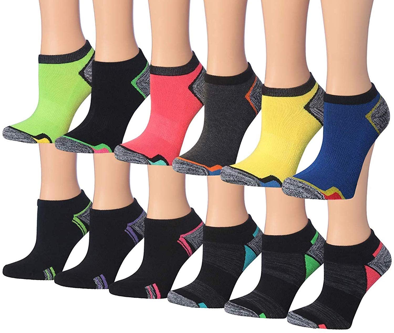 Colorfut Women's 12-Pairs Low Cut Athletic Sport Peformance Socks ...