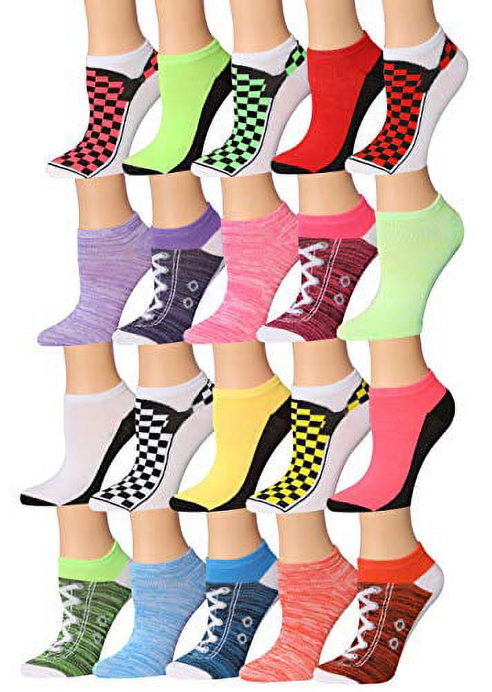 Colorfut Women's 20 Pairs Colorful Patterned Low Cut/No Show Socks WL39 ...