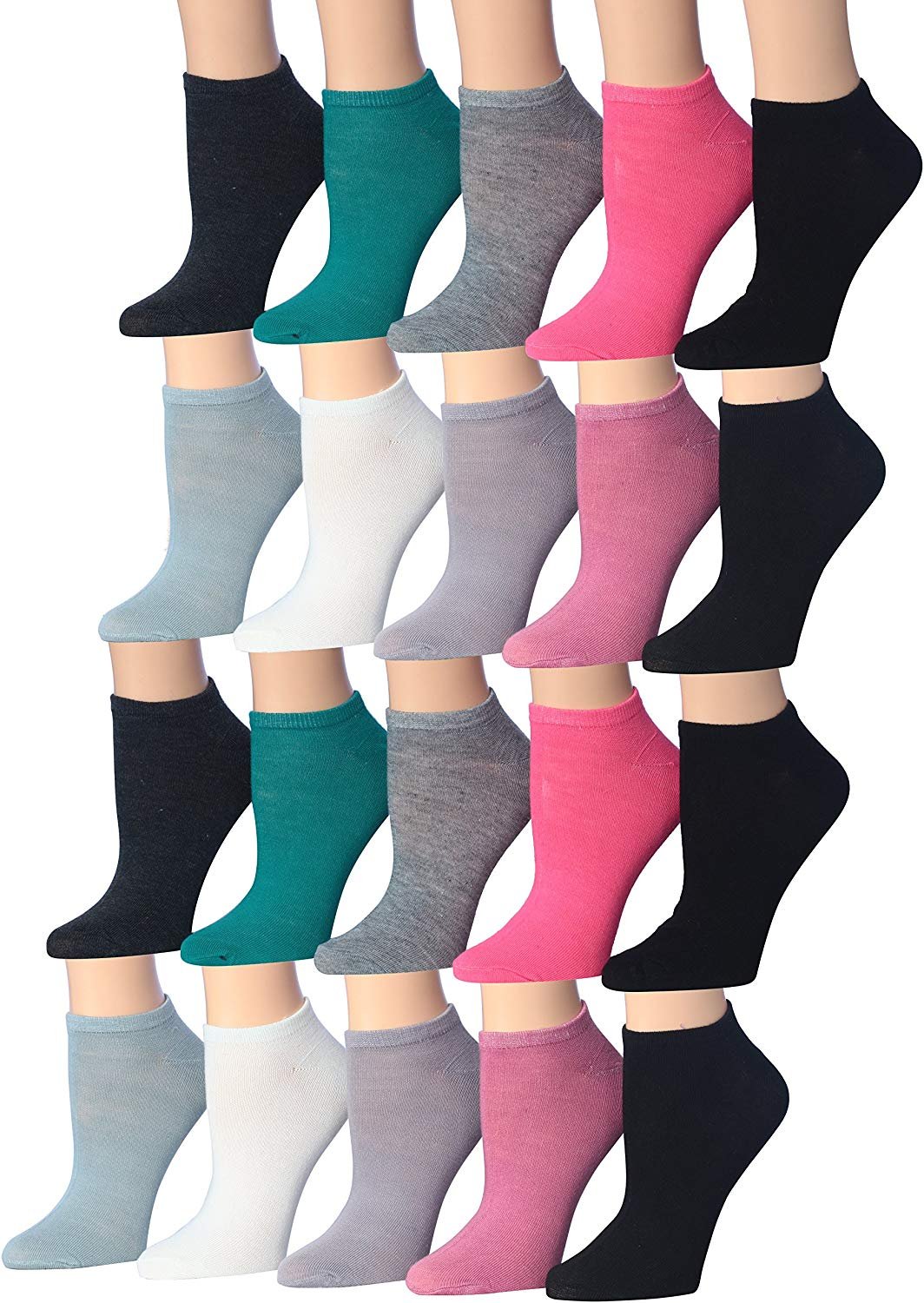 Colorfut Women's 20 Pairs Colorful Patterned Low Cut/No Show Socks ...