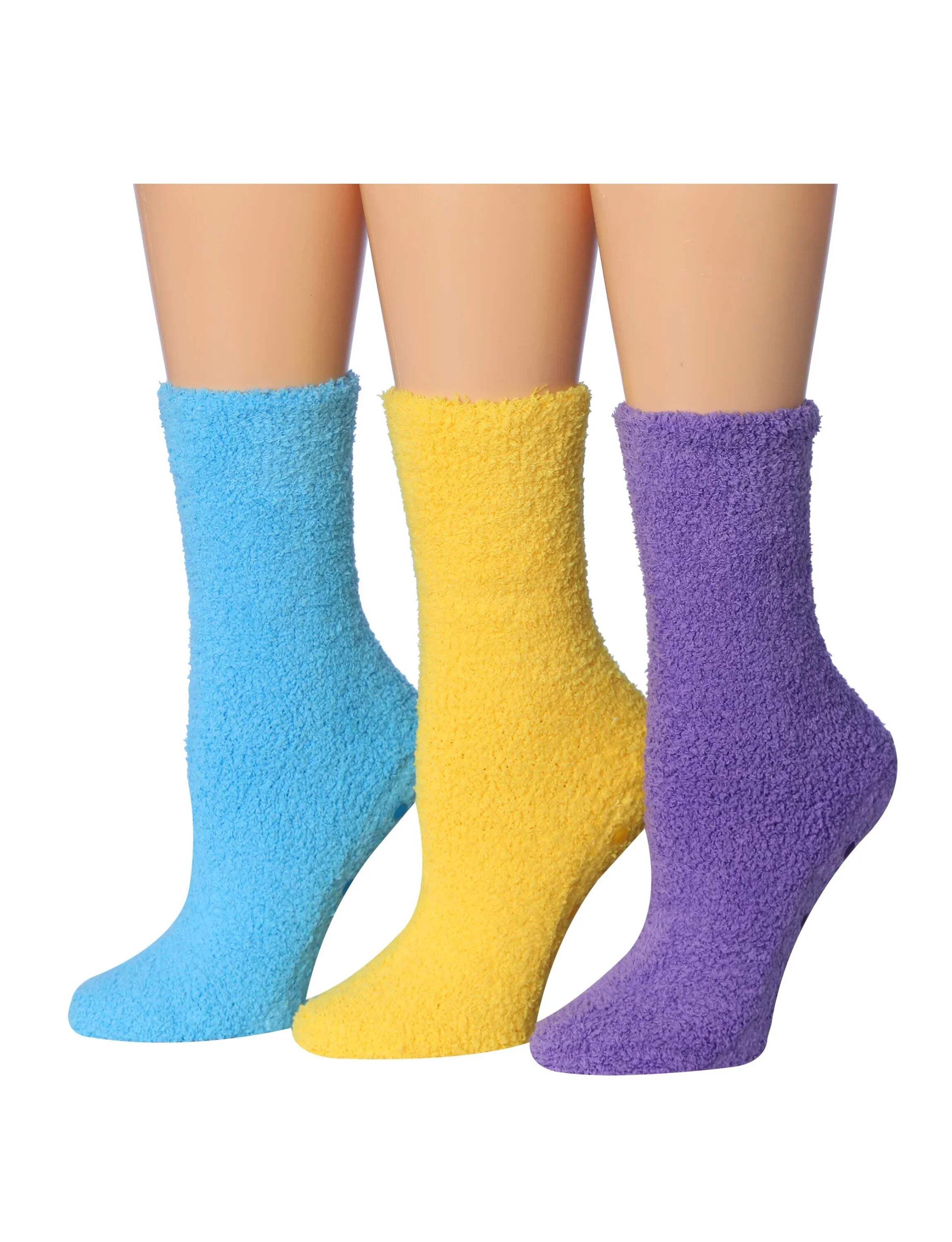 Colorfut Women's 3-Pairs Cozy Microfiber Anti-Skid Soft Solid Colored ...