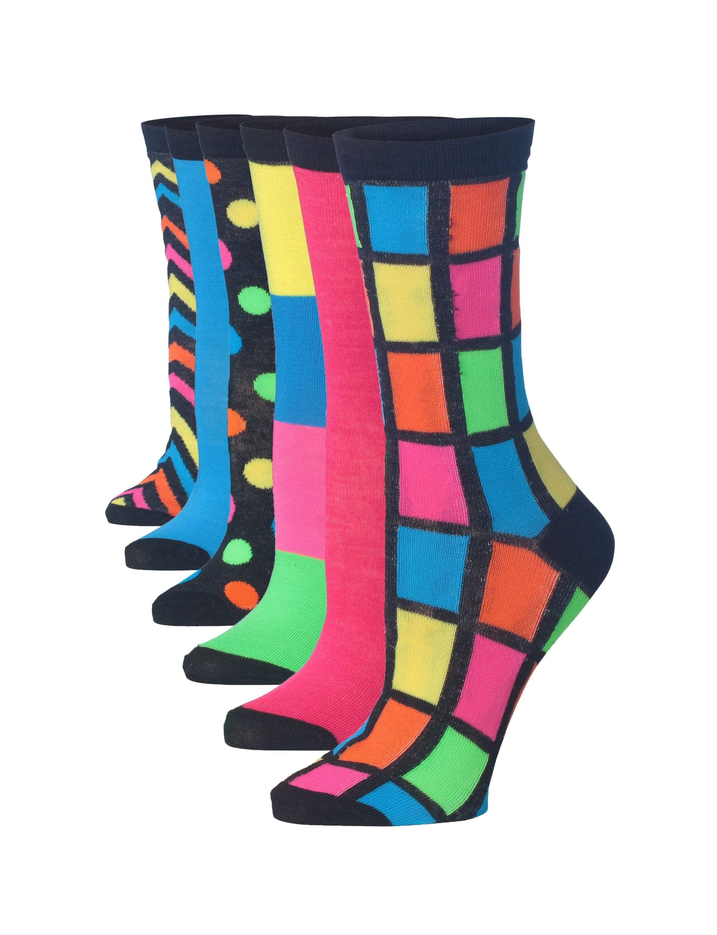 Colorfut Women's 6-Pairs Colorful Funky Patterned Crew Dress Socks WC34 ...