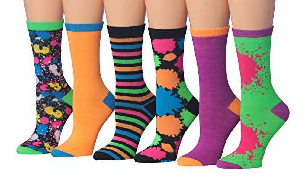 Colorfut Women's 6-Pairs Colorful Funky Patterned Crew Dress Socks WC34 ...