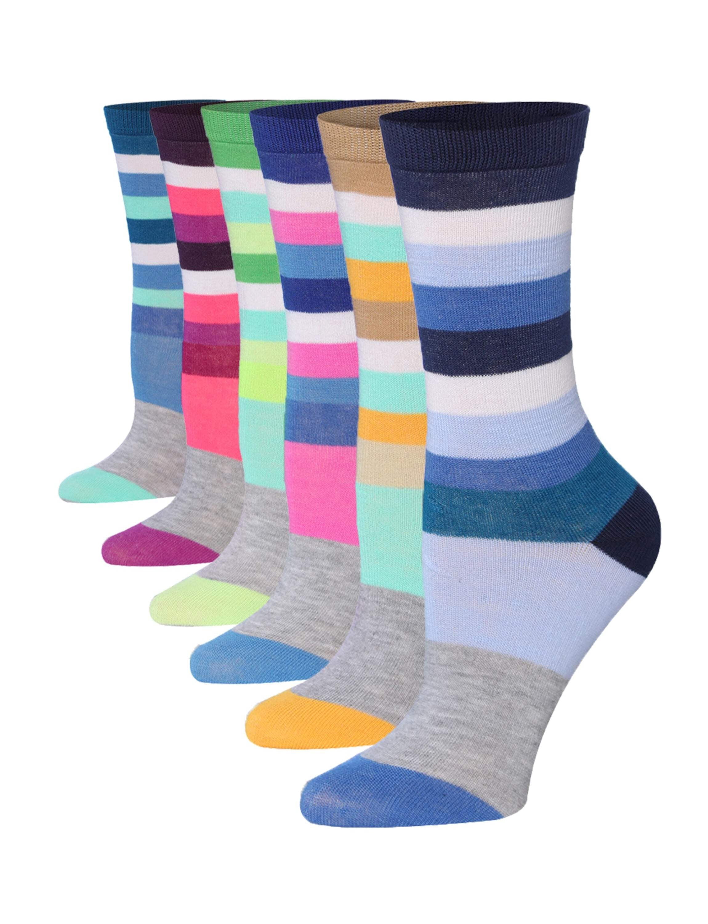Colorfut Women's 6-Pairs Colorful Funky Patterned Crew Dress Socks WC43 ...