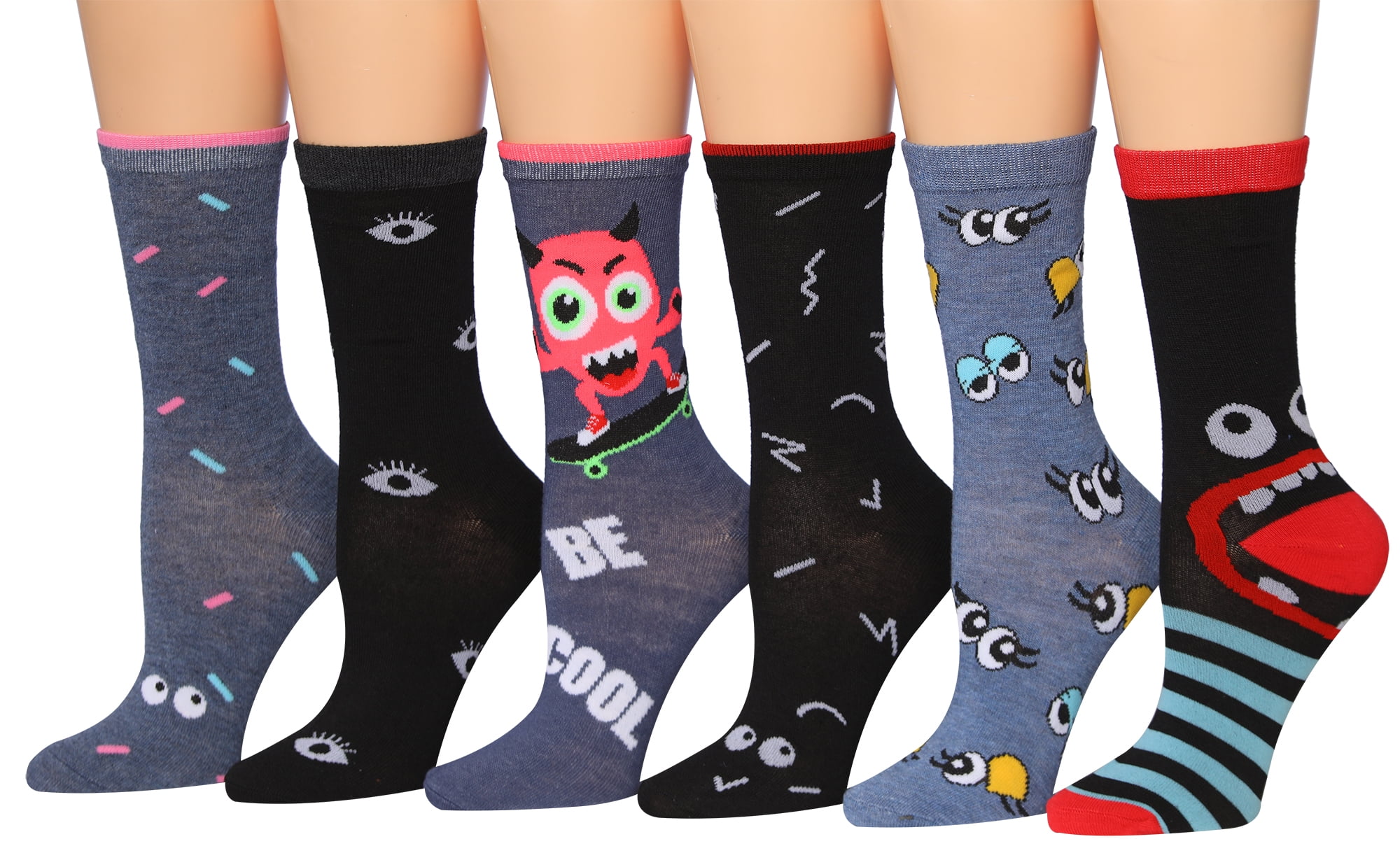 Colorfut Women's 6-Pairs Colorful Funky Patterned Crew Dress Socks WC46 ...